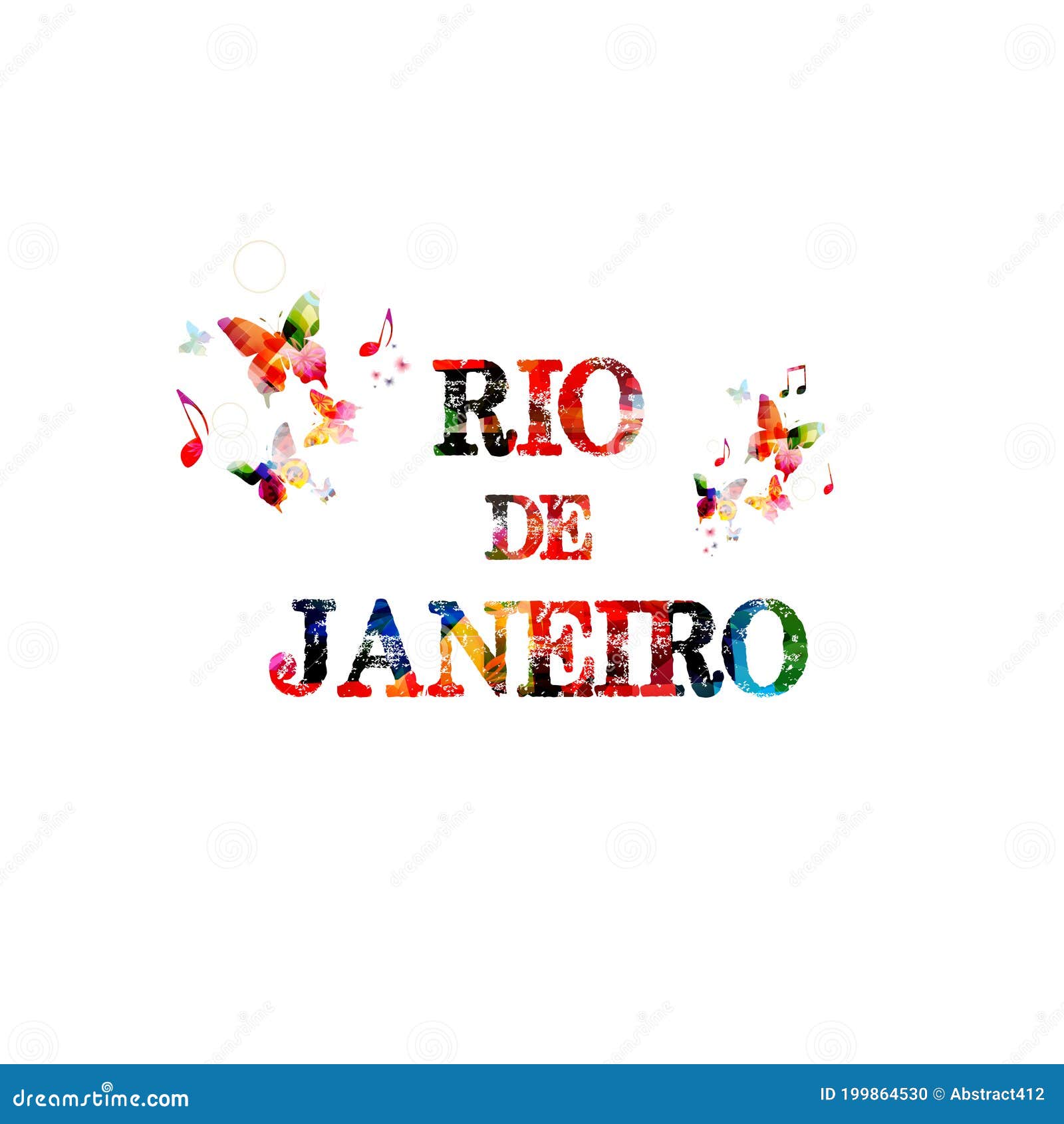 Rio De Janeiro. Calligraphy Phrase with Butterflies Stock Vector ...