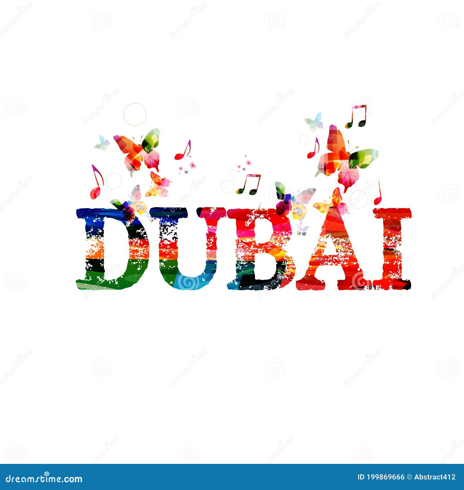 Dubai colorful inscription stock vector. Illustration of greetings ...