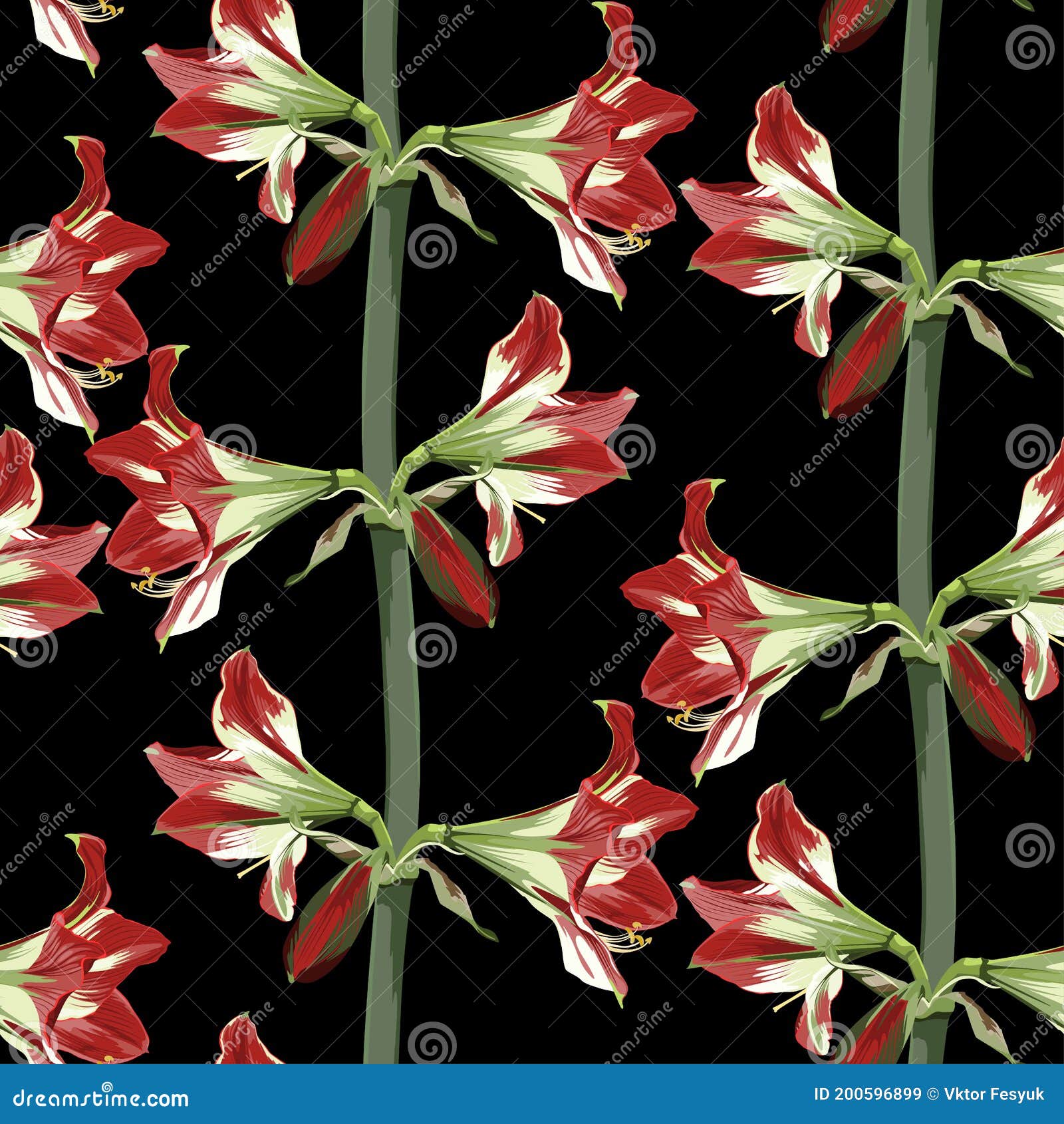 Illustration of Floral Seamless Pattern, Amaryllis Seamless Pattern on ...