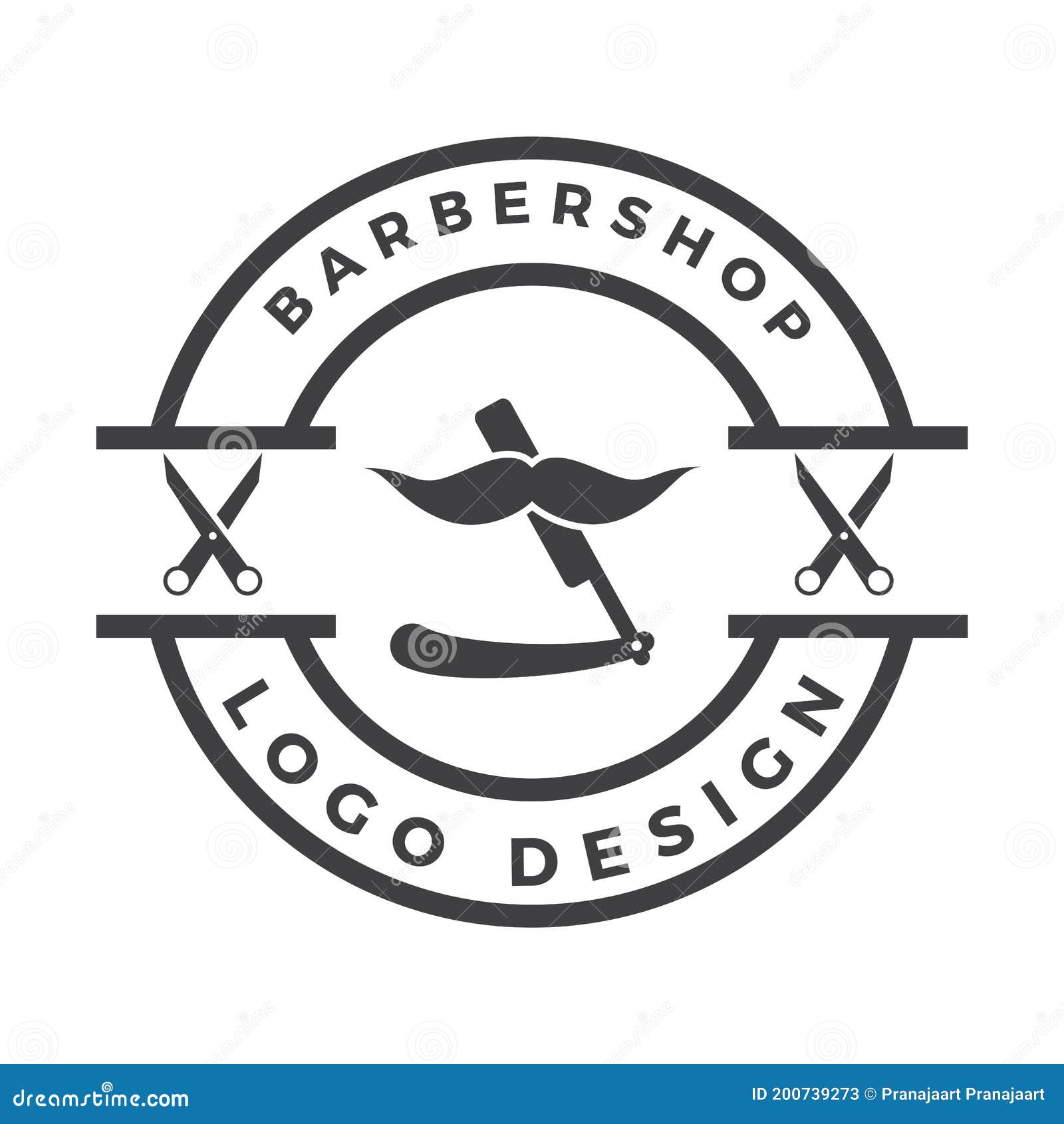 Vintage Barbershop Logo Design. Barber Haircut Vector Straight Razor ...
