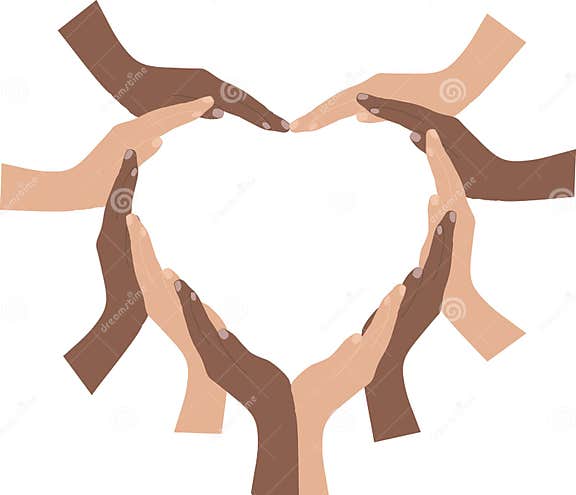 Anti-racist Symbol Black and White Hands. Heart. Vector Stock Vector ...