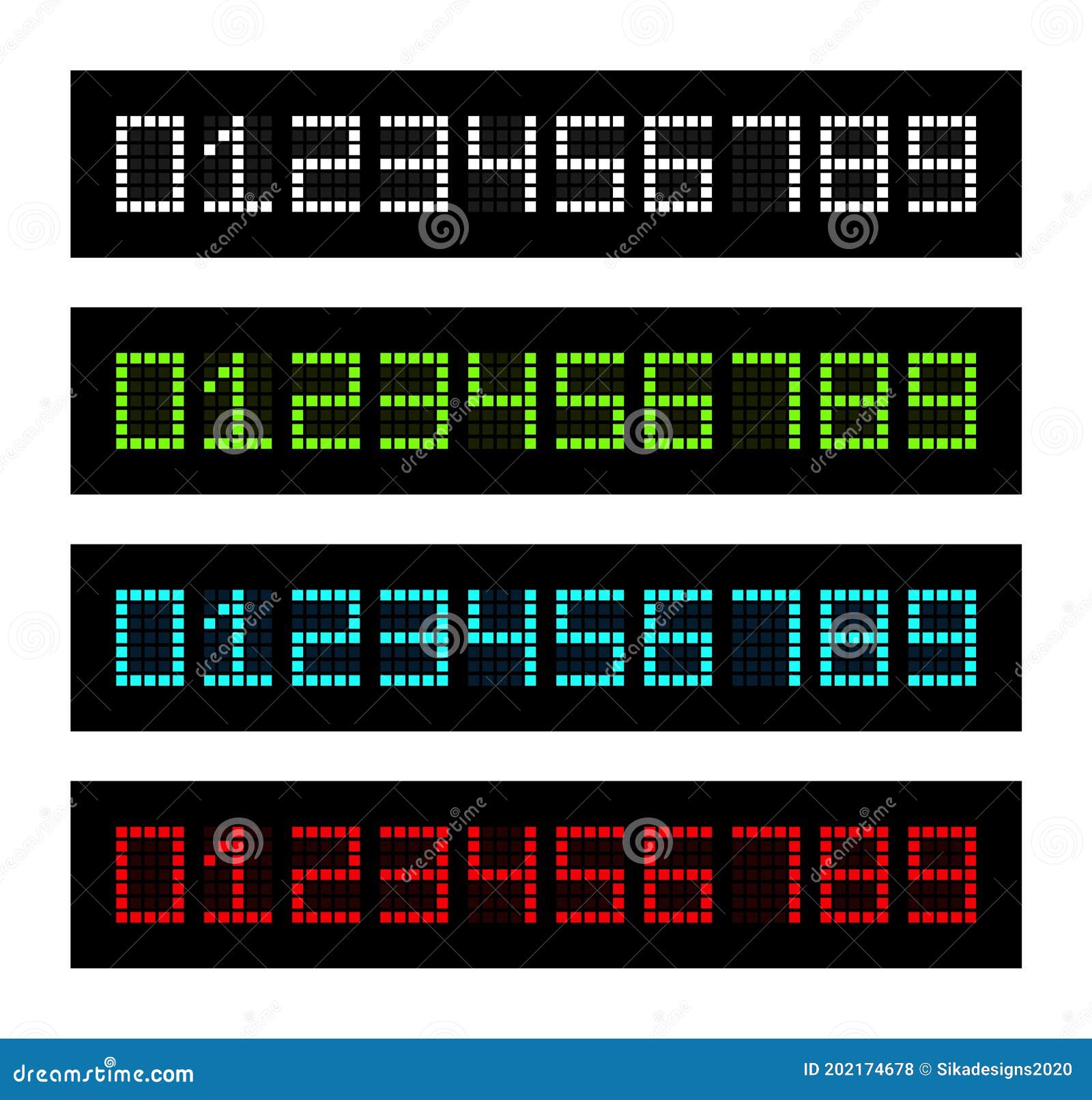 Digital led numbers stock vector. Illustration of black - 202174678