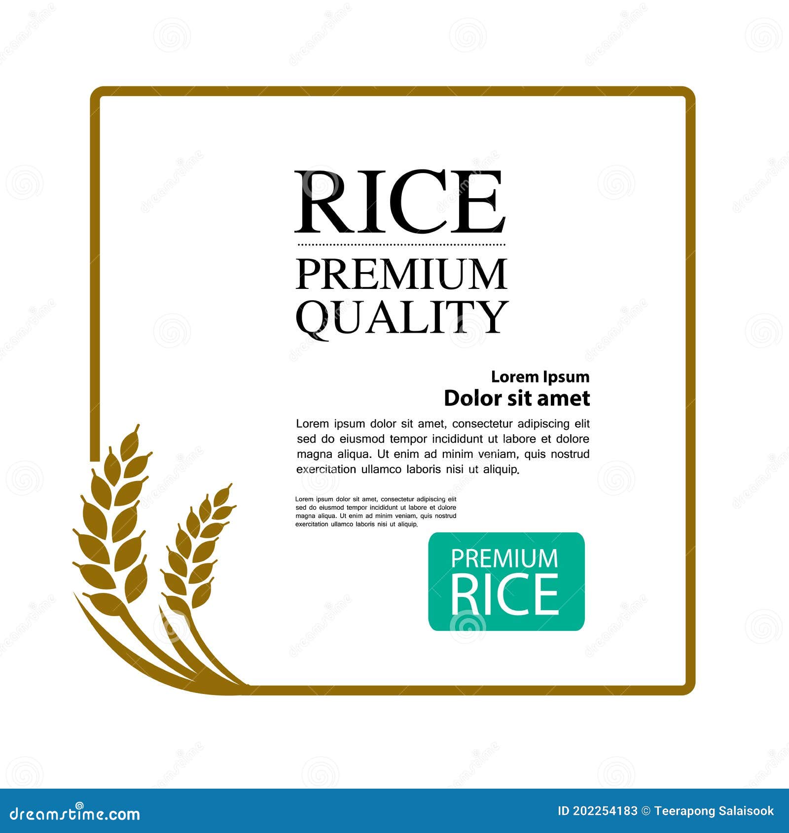 Premium Rice Great Quality Design Concept Vector. Stock Vector ...