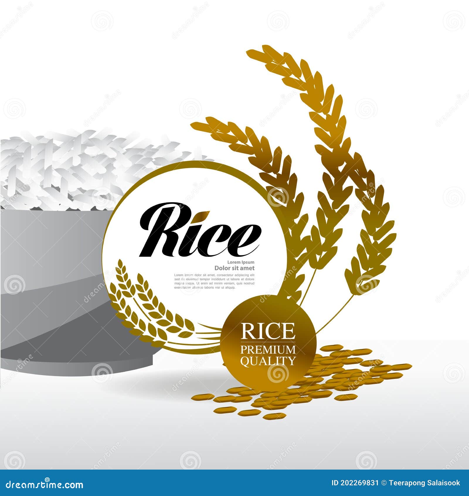Premium Rice Great Quality Design Concept Vector. Stock Vector ...