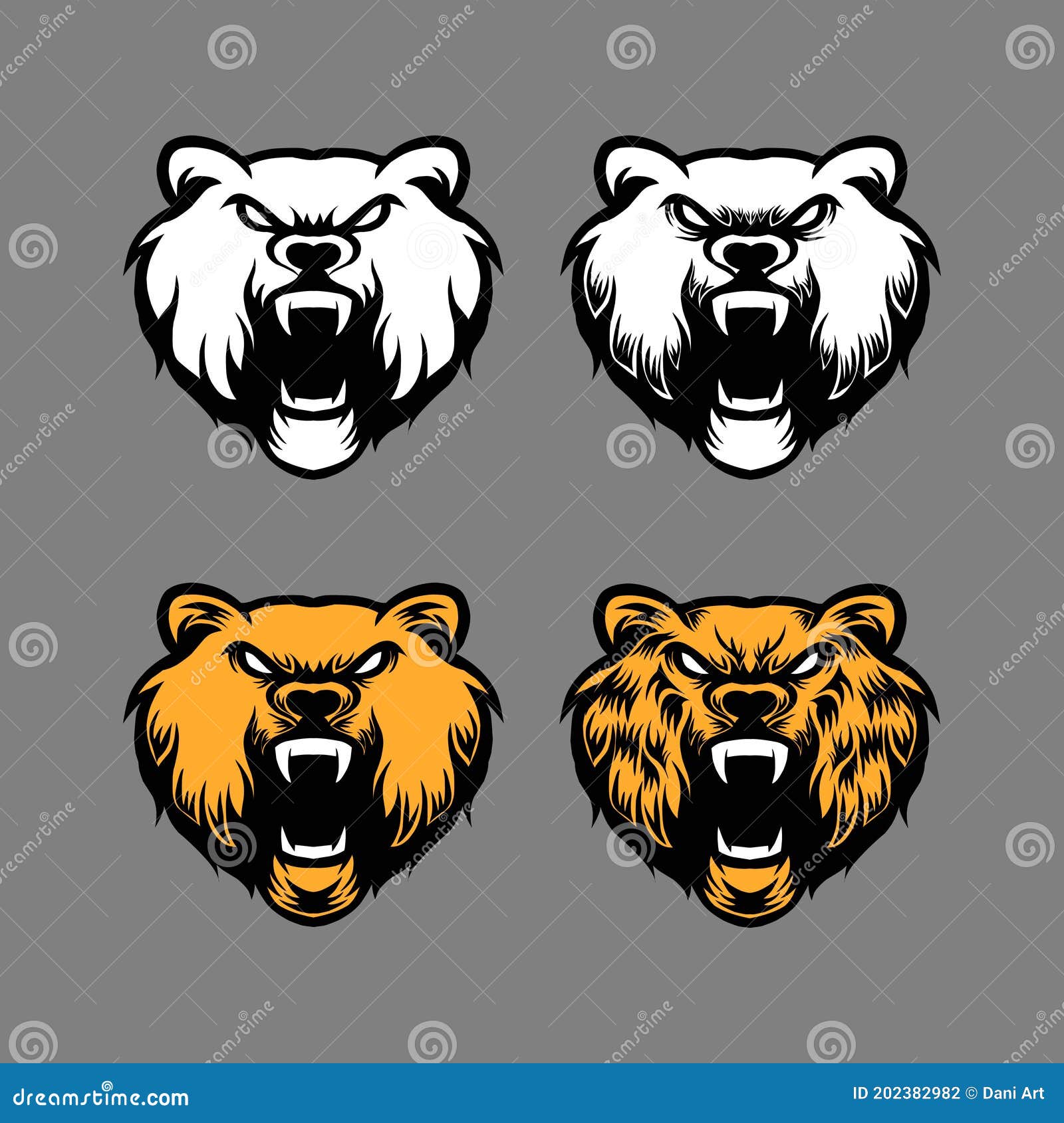 Bear Head Illustration Vector Set Stock Vector - Illustration of drawn ...