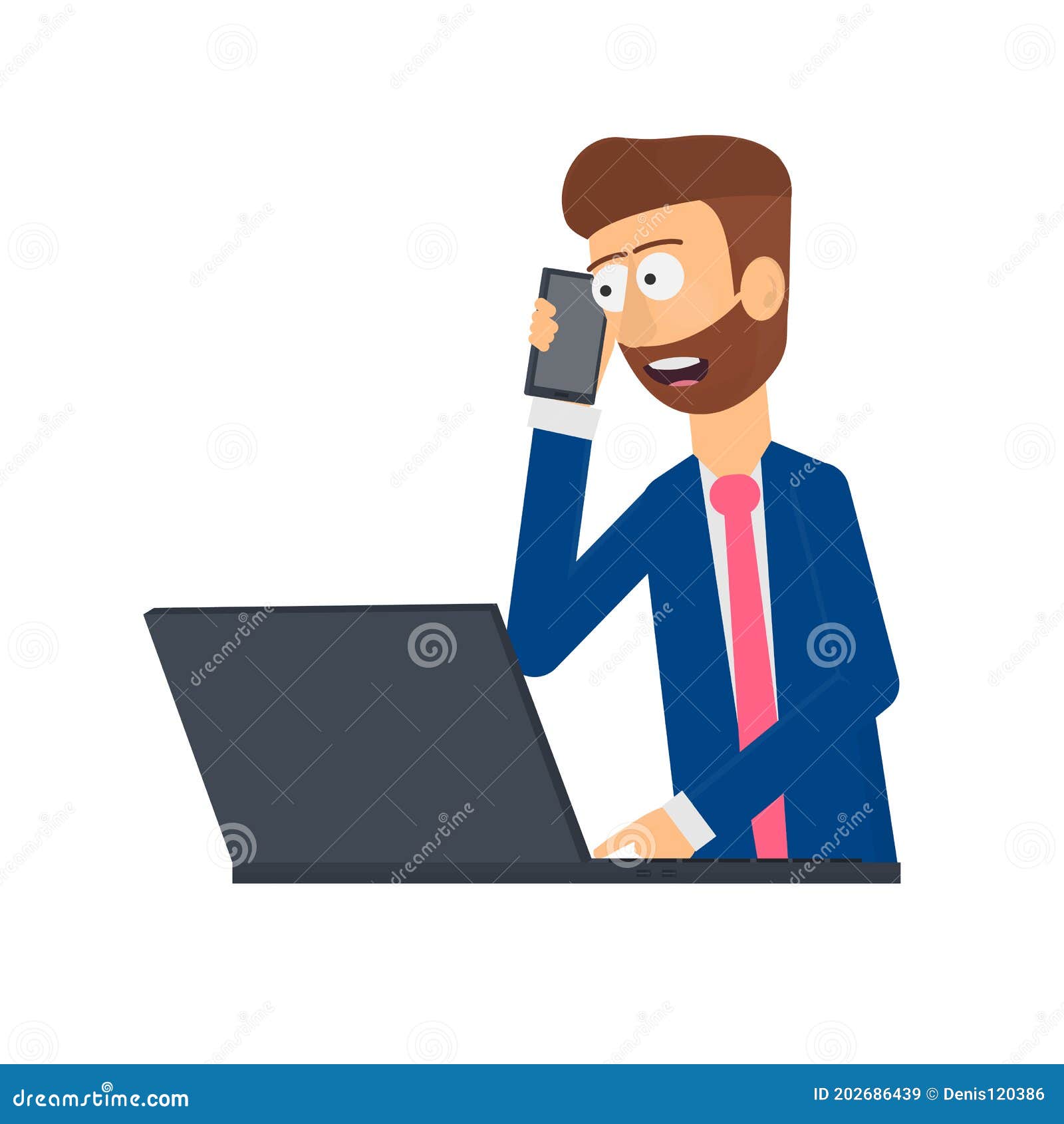 Operator Telephone Operator at the Computer, Talking on the Phone ...