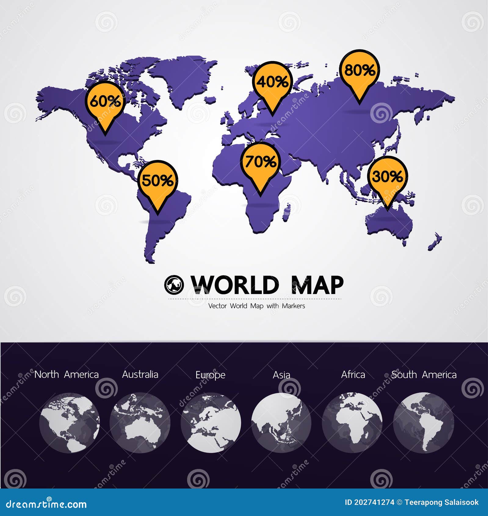 Grand World Map Graphic Element Vector Illustration. Stock Vector ...