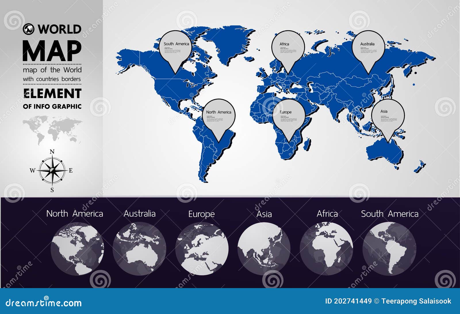 Grand World Map Graphic Element Vector Illustration. Stock Vector ...