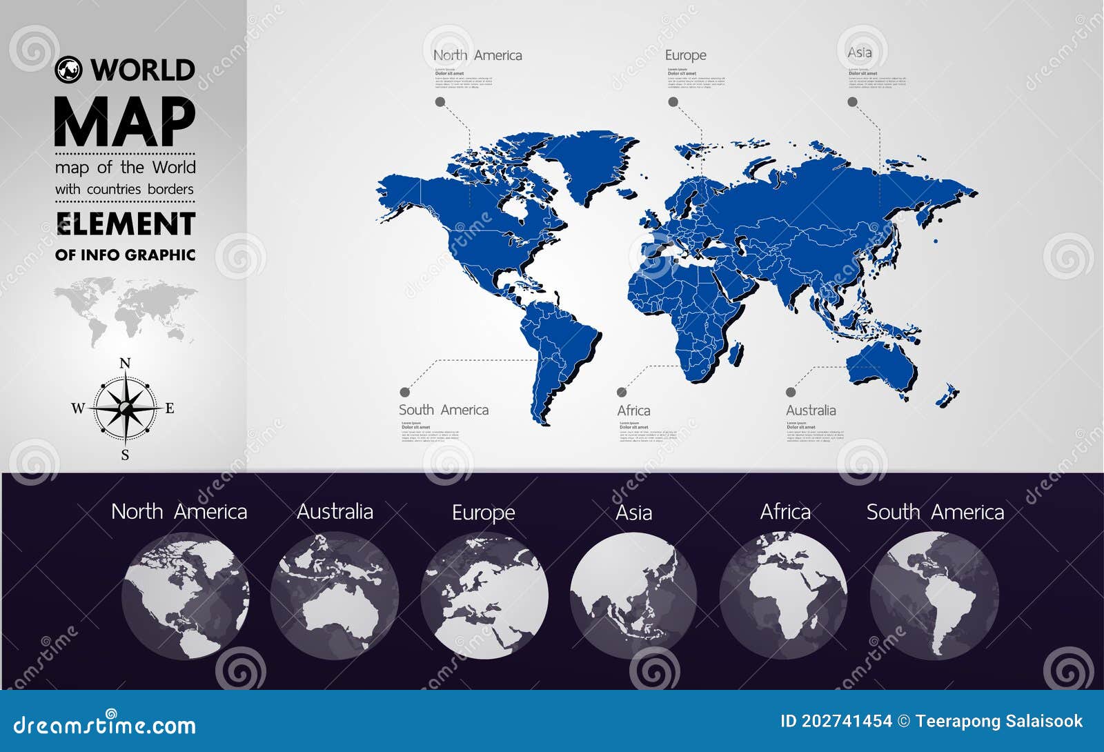 Grand World Map Graphic Element Vector Illustration. Stock Vector ...
