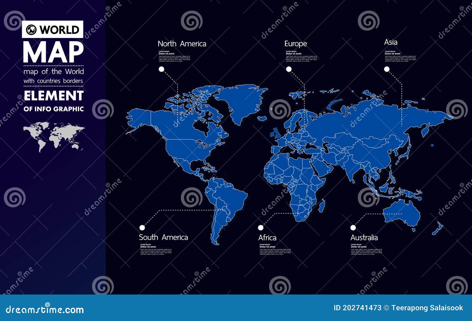 Grand World Map Graphic Element Vector Illustration. Stock Vector ...