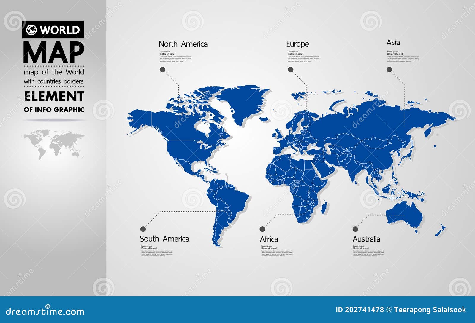 Grand World Map Graphic Element Vector Illustration. Stock Vector ...
