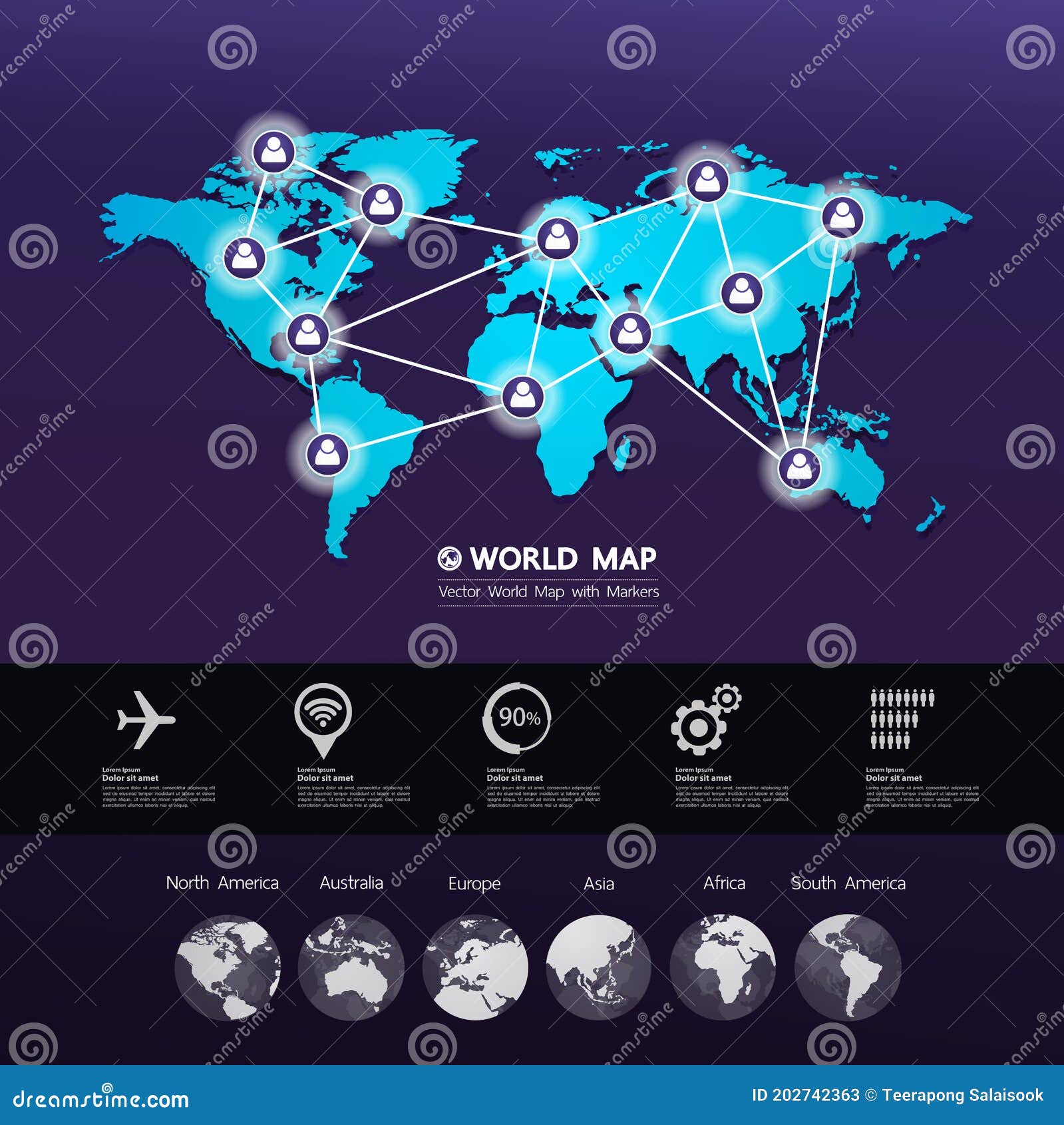 Grand World Map Graphic Element Vector Illustration. Stock Vector ...