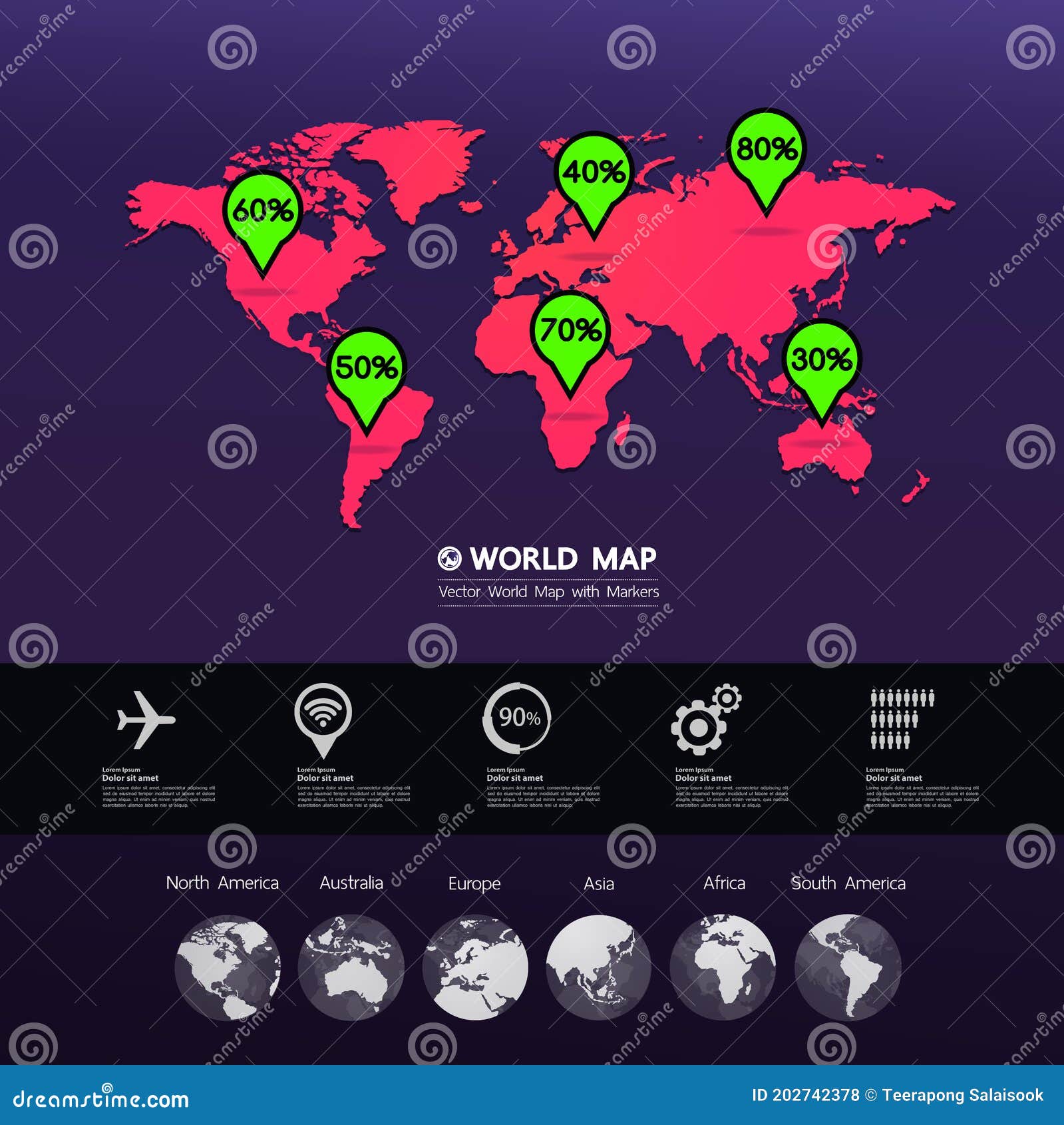 Grand World Map Graphic Element Vector Illustration. Stock Vector ...