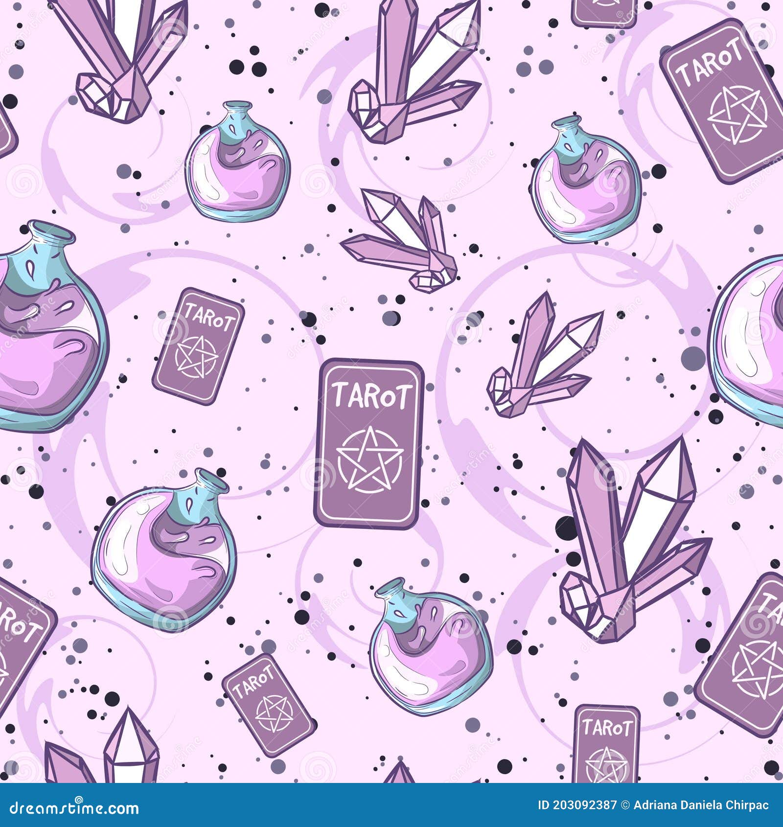 Different Magic Elements For Witches In Cartoon Style Stock ...