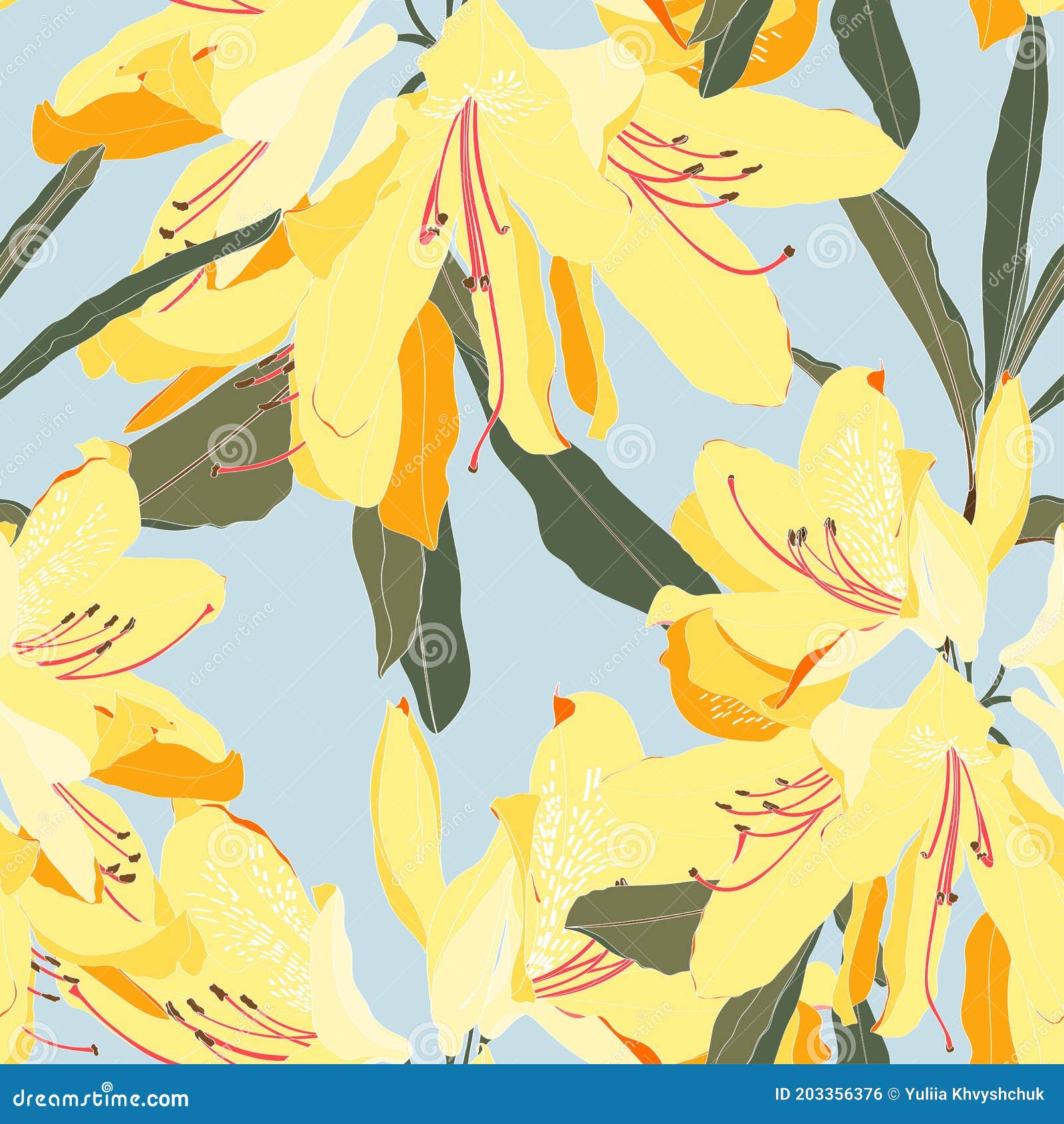 Seamless Pattern with Oleander Flower. Floral Composition. Yellow ...