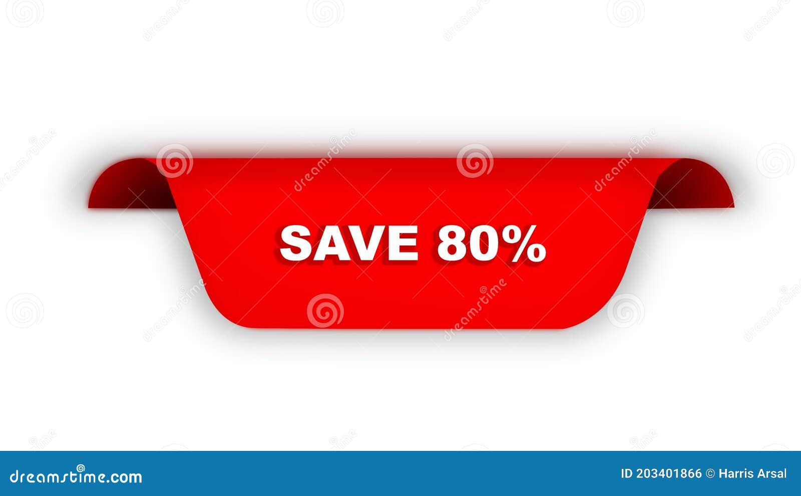 Red Ribbon Web Banner for Save 80 Stock Illustration - Illustration of ...