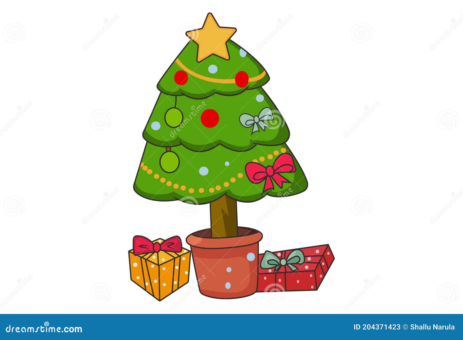 Cartoon Illustration of Christmas Tree Stock Vector - Illustration of ...