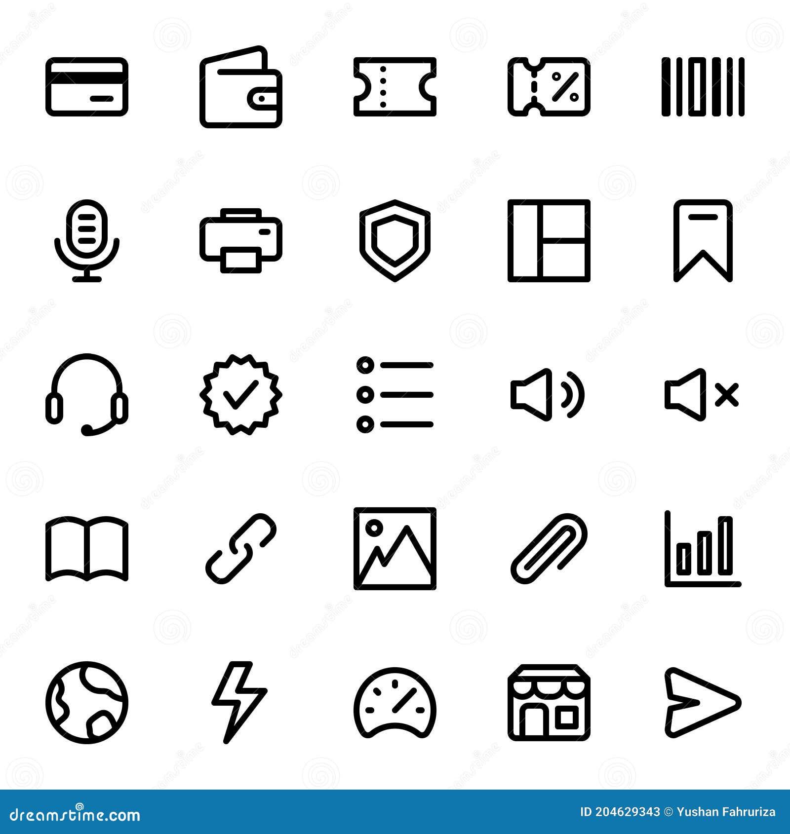 Dashboard and Essential UI Icon in Line Style Stock Vector ...