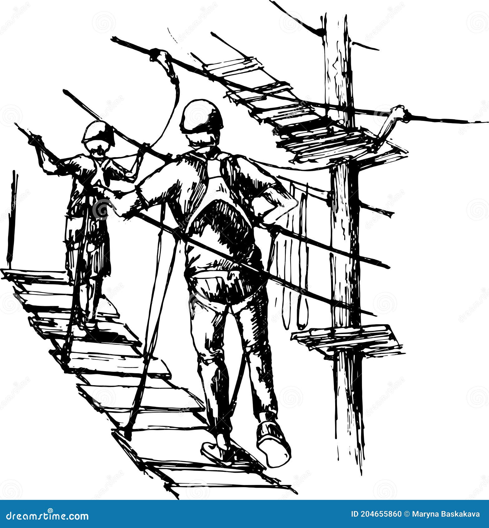 Of a Man and a Child Wearing Harnesses and Climbing Gear in Adventure ...