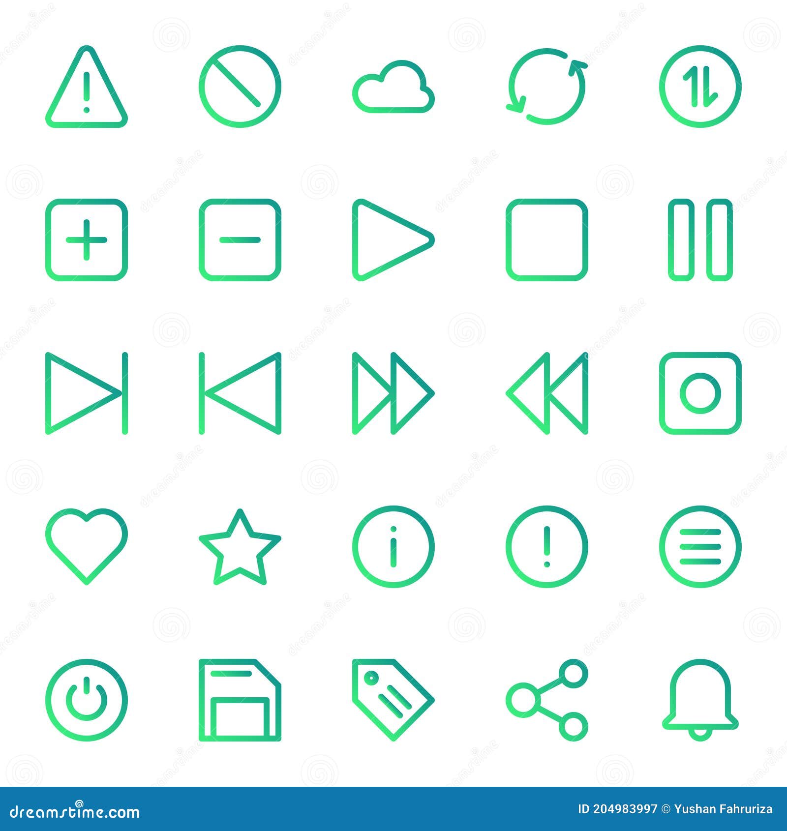 Media and Essential UI Icon in Gradient Style Stock Vector ...