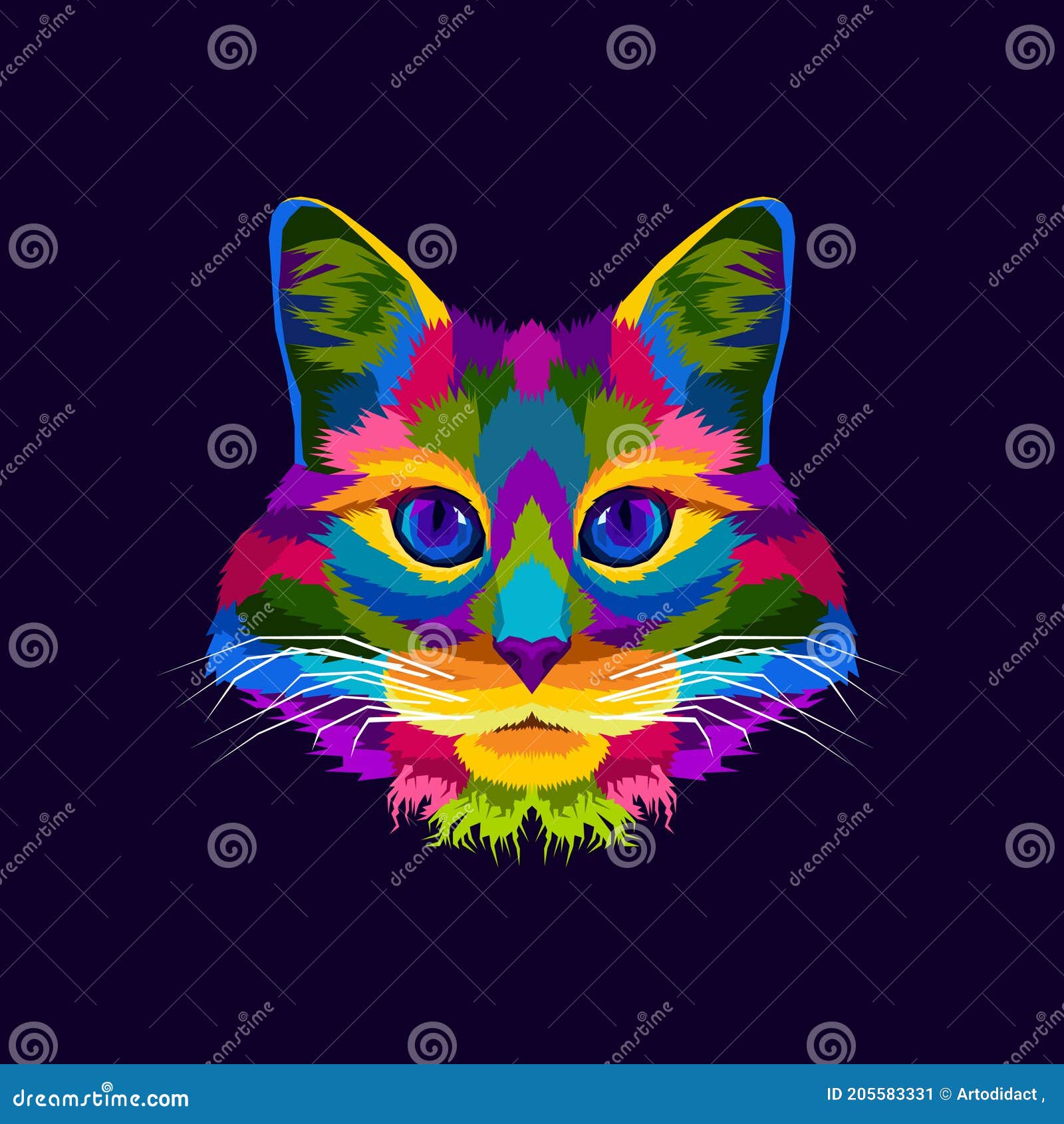 Colorful Cat Pop Art Portrait Premium Poster Isolated Decoration Ready ...