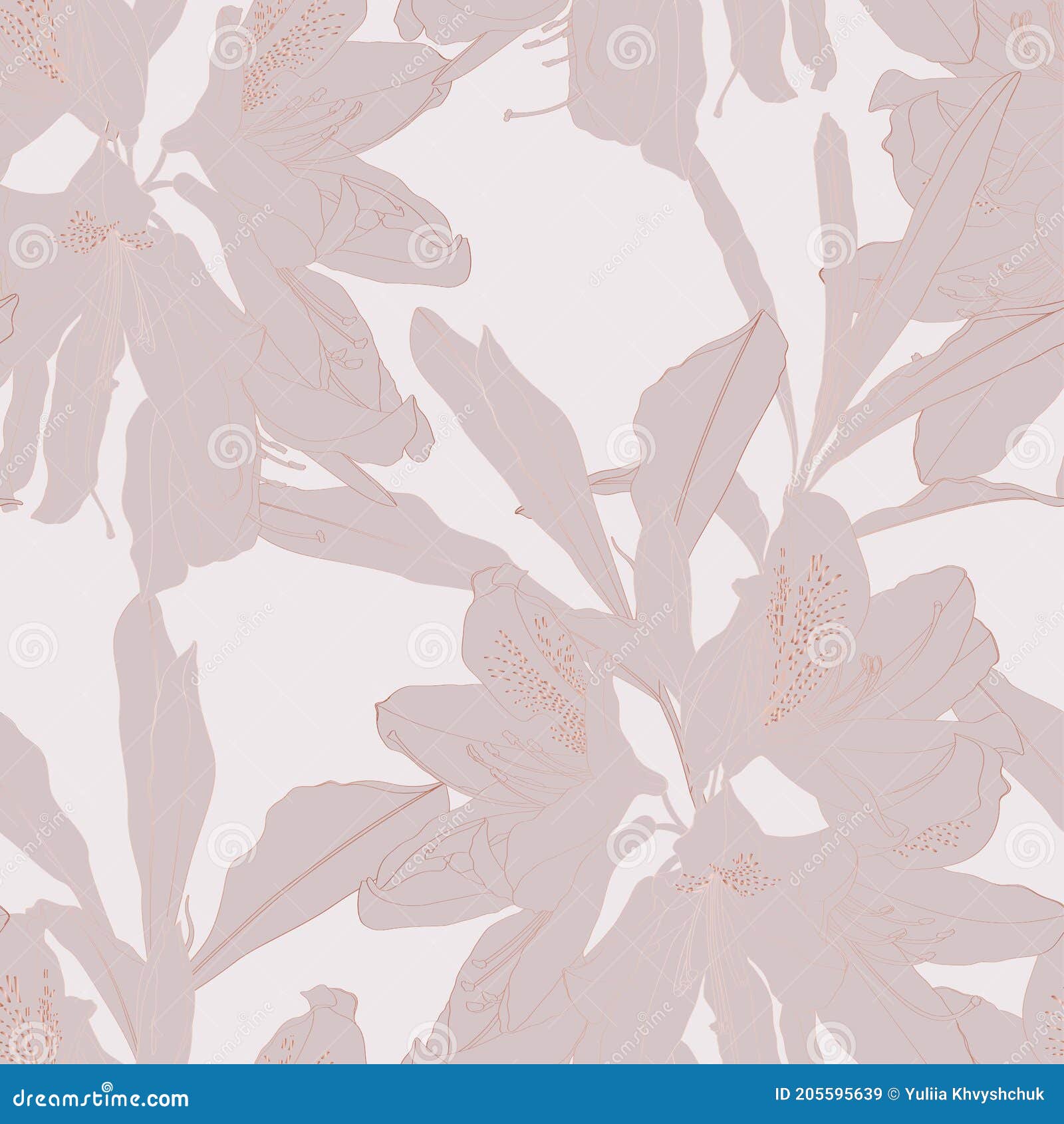 Golden Seamless Pattern Design, Rhododendron Oleander Azalea Leaves ...