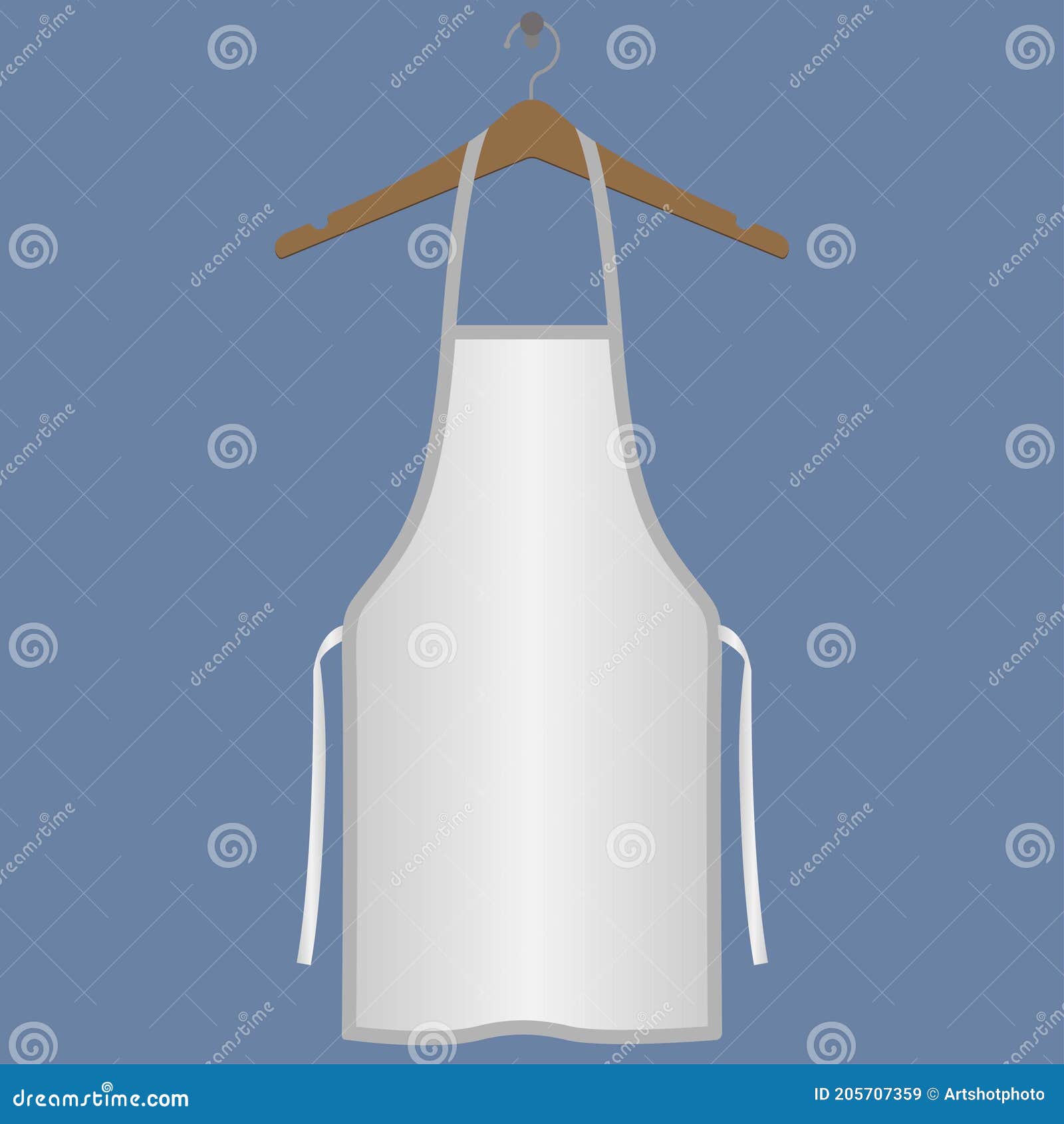 White Apron on a Wooden Hanger Stock Vector - Illustration of clothes ...