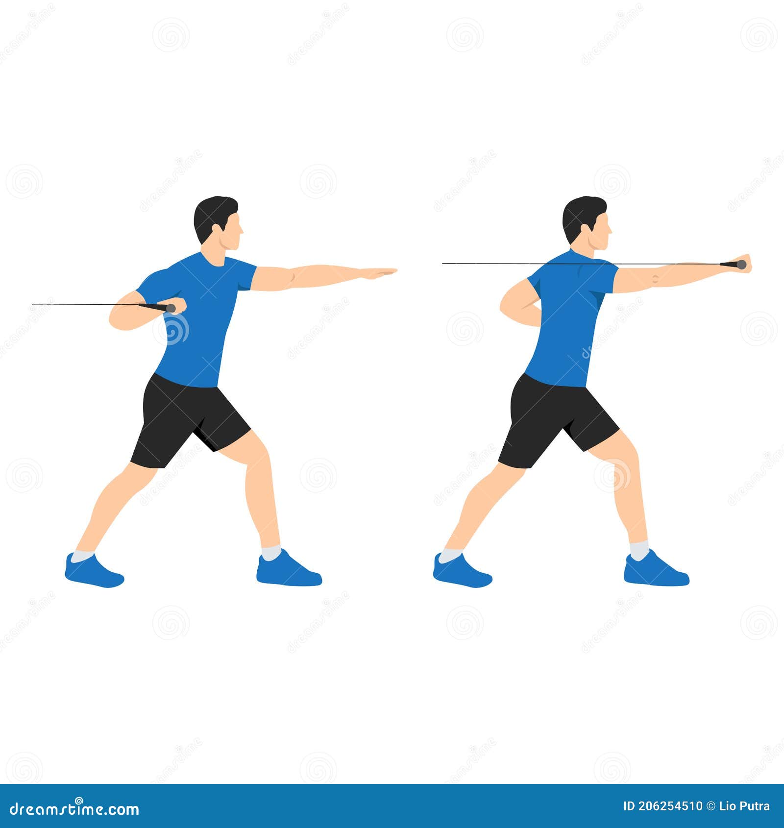 Man Cable Push Chest Exercise. Stock Illustration - Illustration of ...