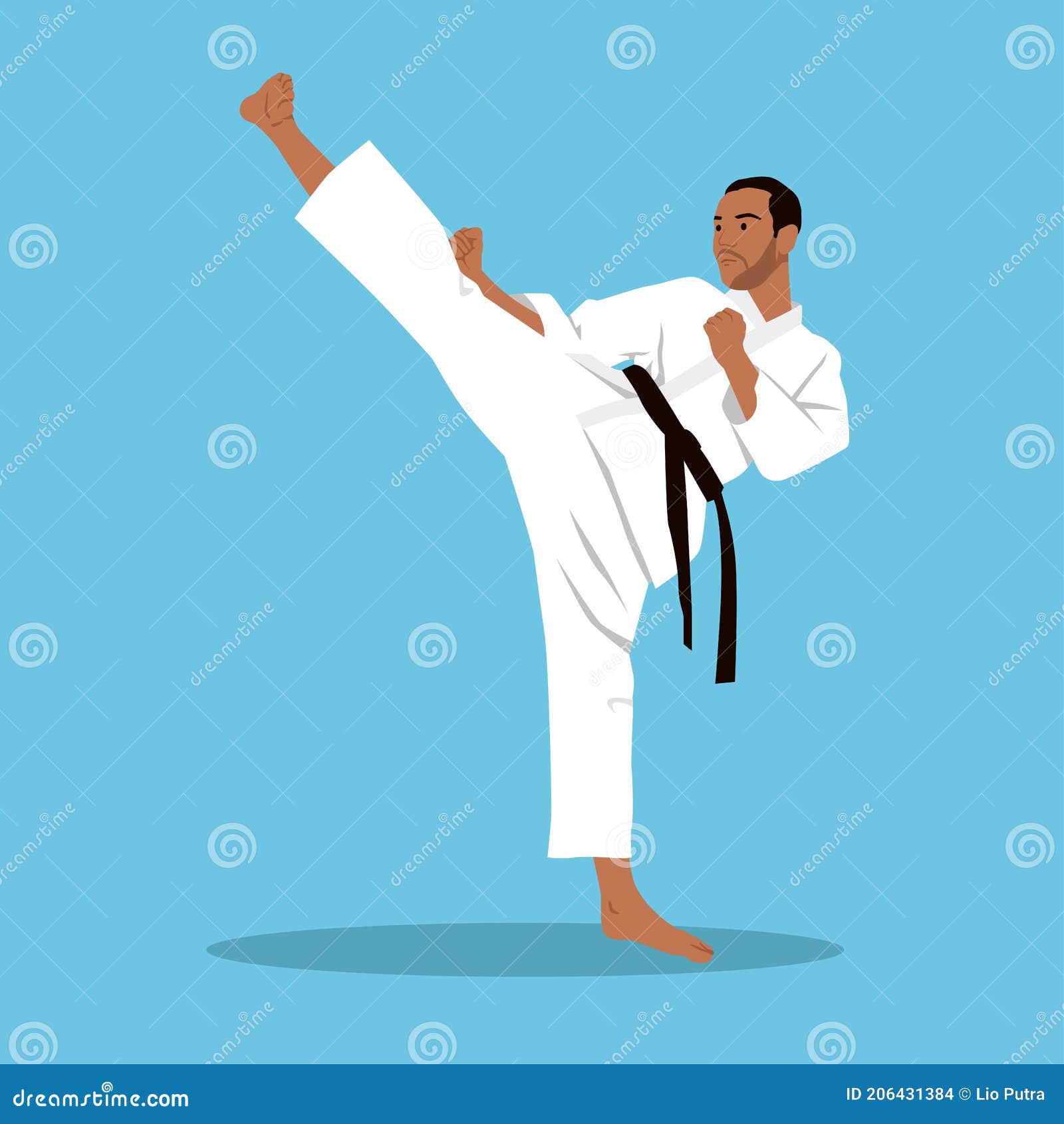 Belt Kicks Home Workout Exercise Guide. Young Athletic Female Doing ...