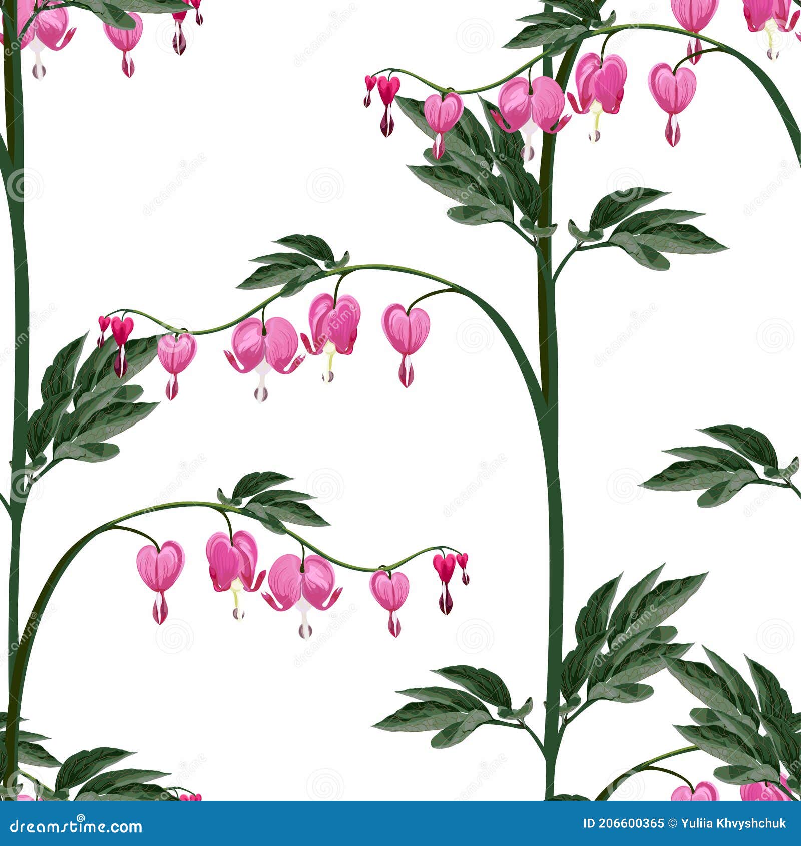 Seamless Dicentra Pattern Vector Illustration | CartoonDealer.com ...