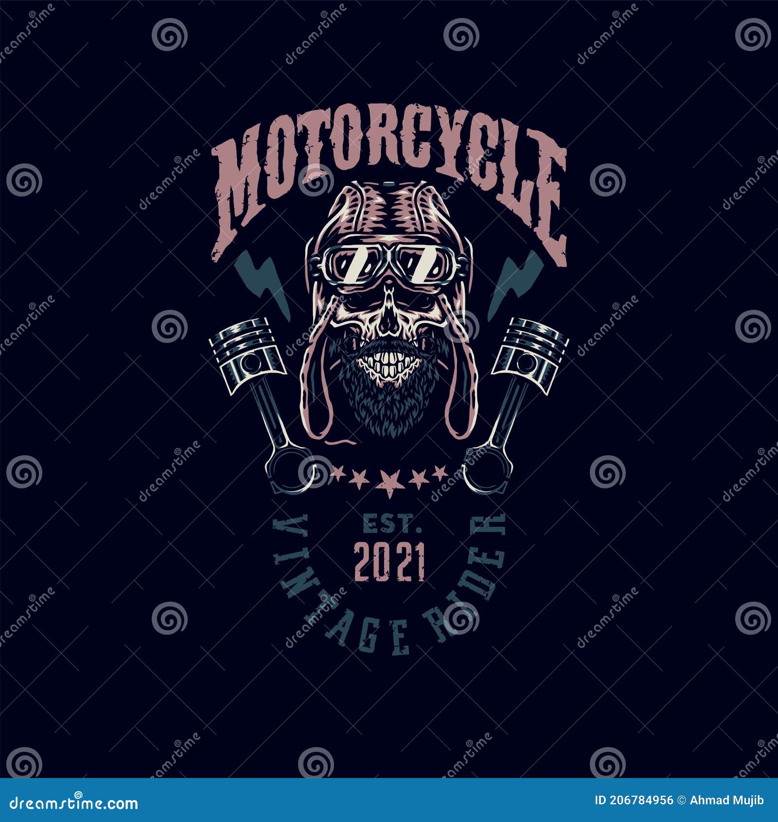 Vintage Rider Skull T Shirt Graphic Design, Hand Drawn Line Style with ...