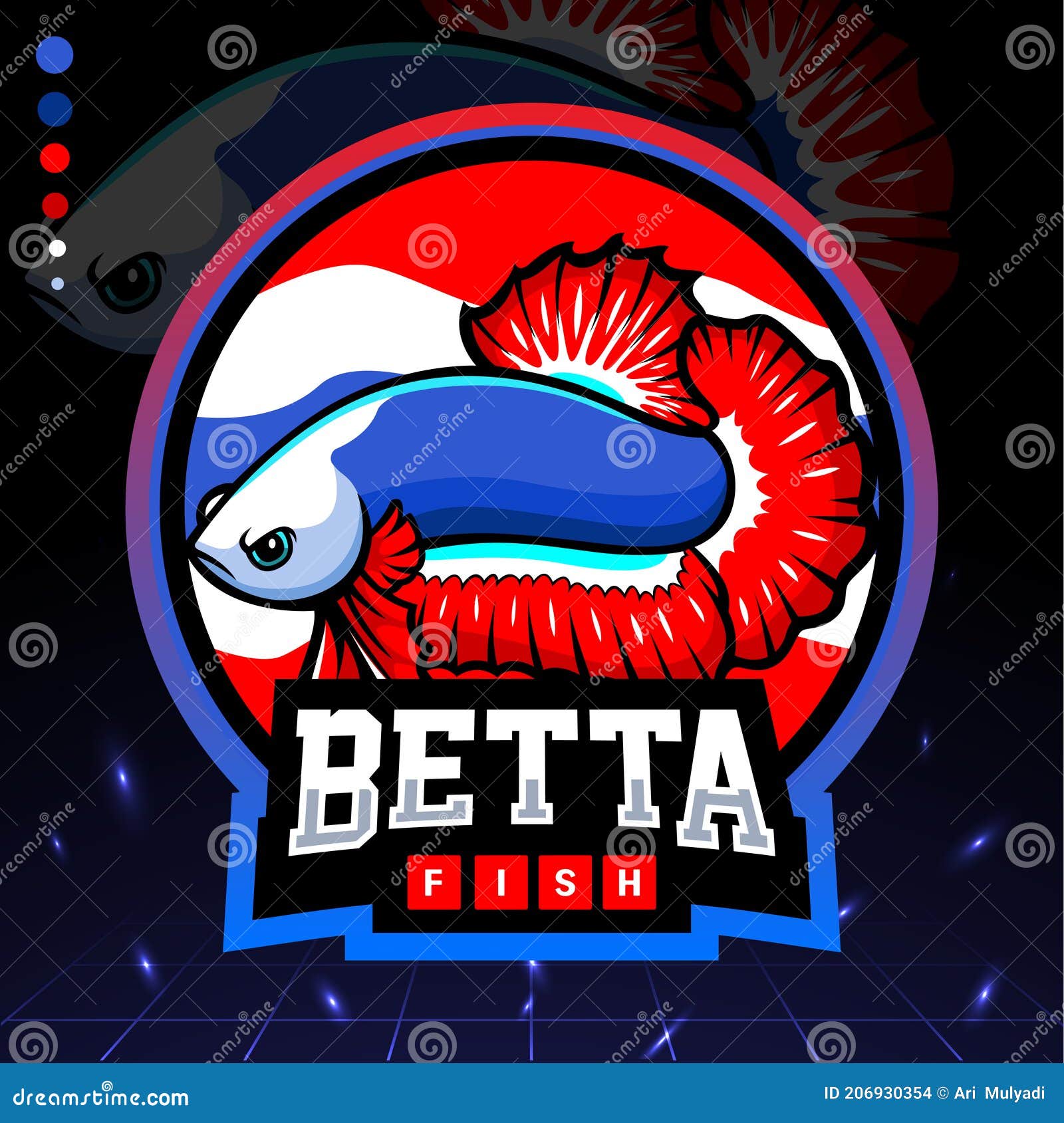 Thailand Flag Betta Fish Mascot. Esport Logo Design Stock Vector ...