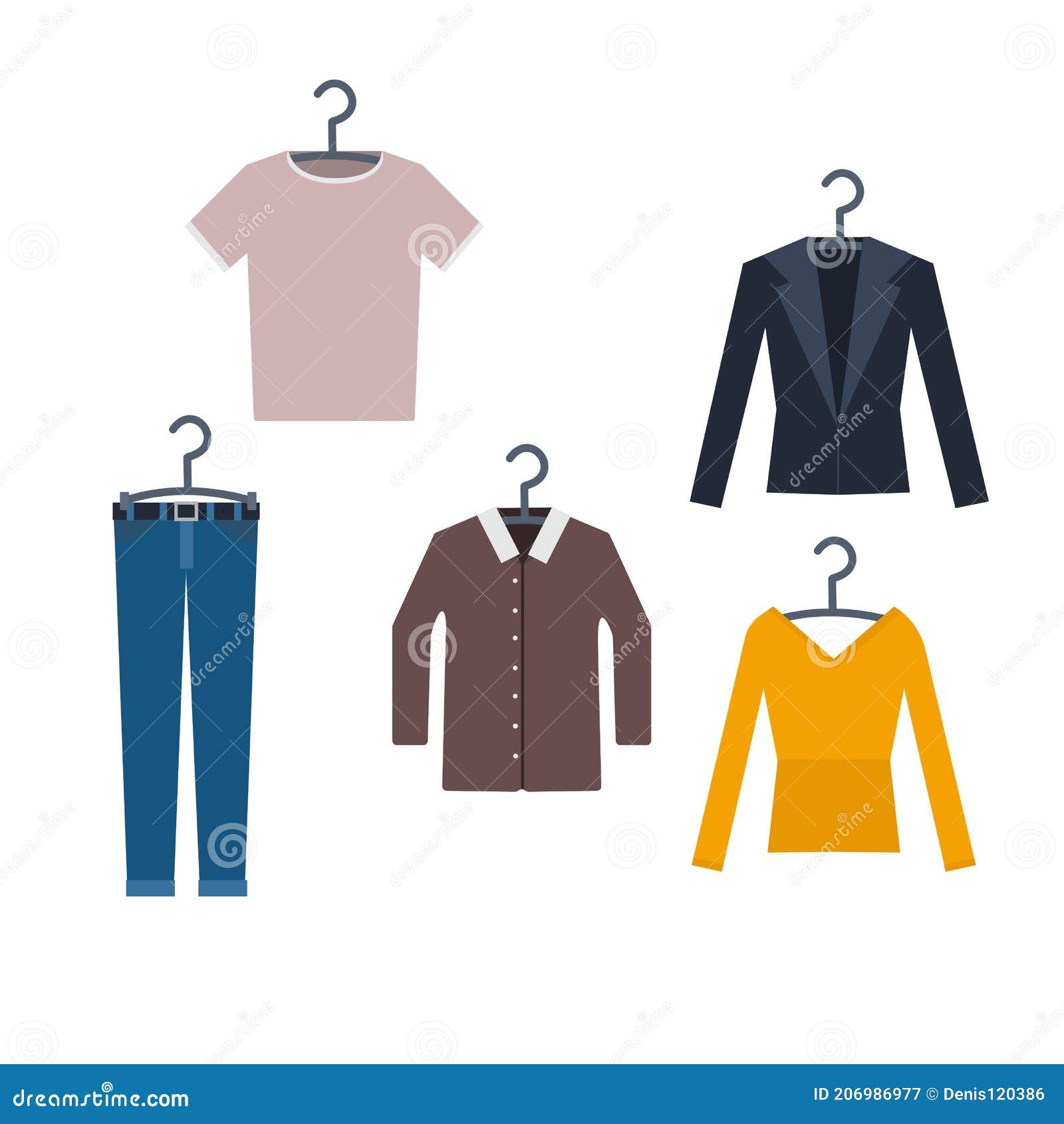 Clothes on a Clothes Rack, Vector Illustration Stock Illustration ...