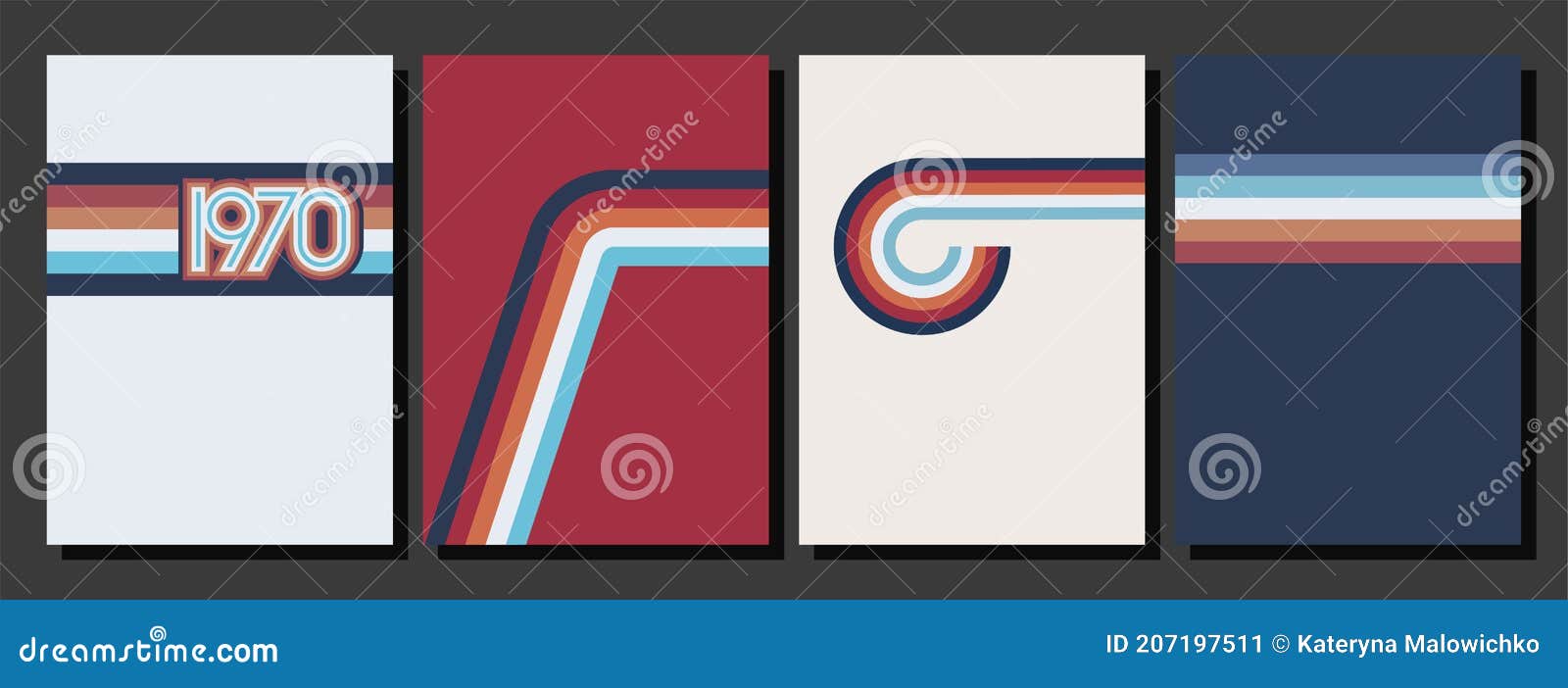 1970s Style Backgrounds, Cover, Poster Templates Cartoon Vector ...