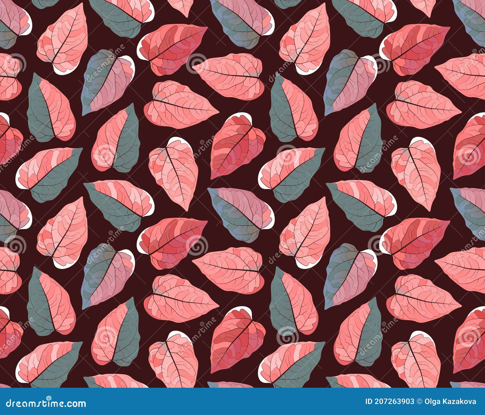 Vector Seamless Plant Pattern. Colorful Leaves. Stock Vector ...