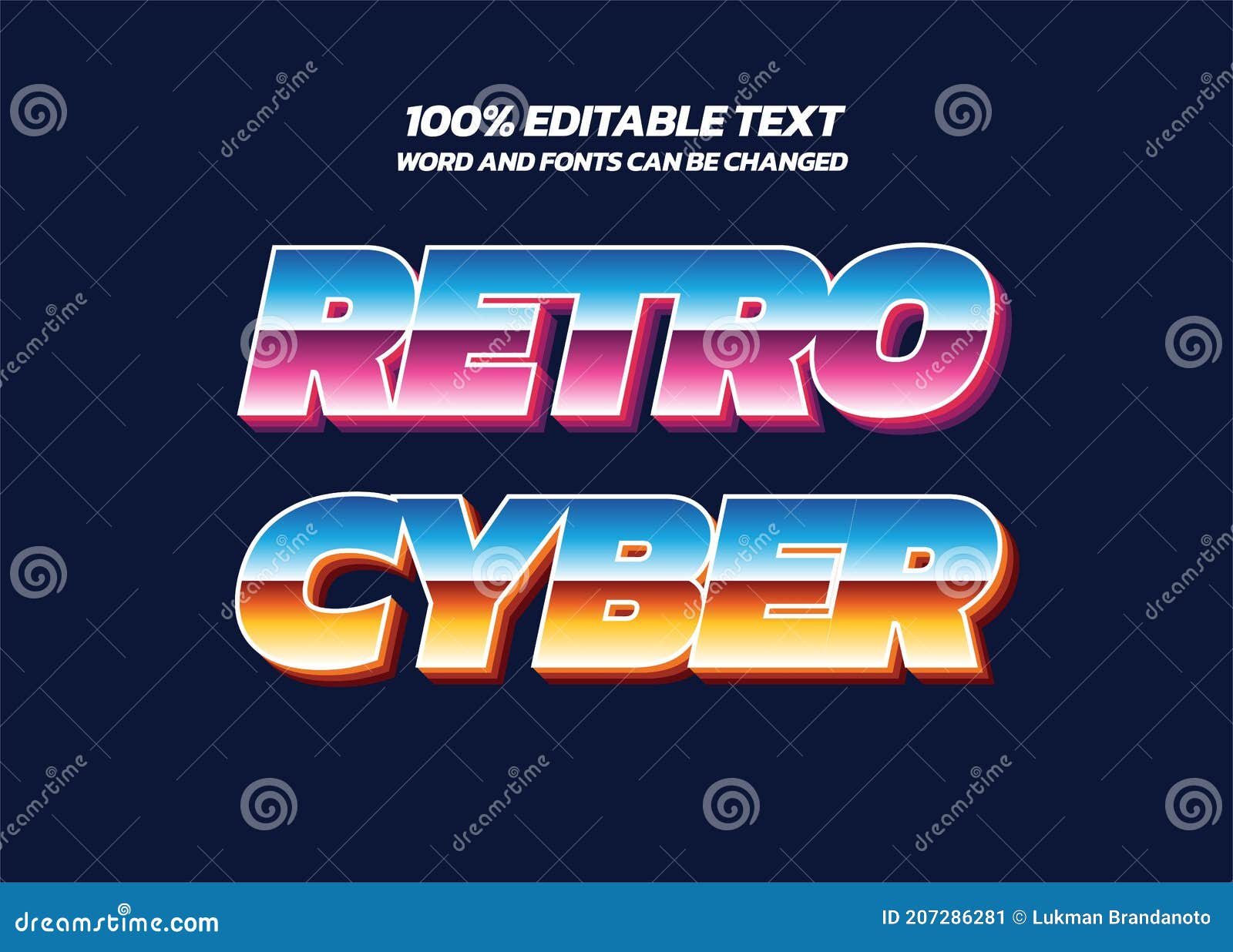 3D Text Effect Retro Style stock vector. Illustration of effect - 207286281