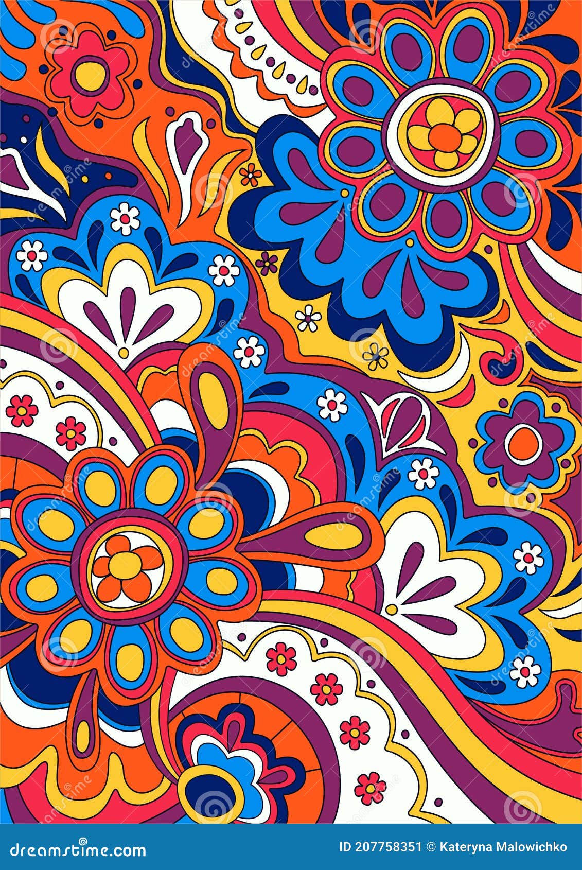 Psychedelic Color Abstract Floral Background Stock Vector ...