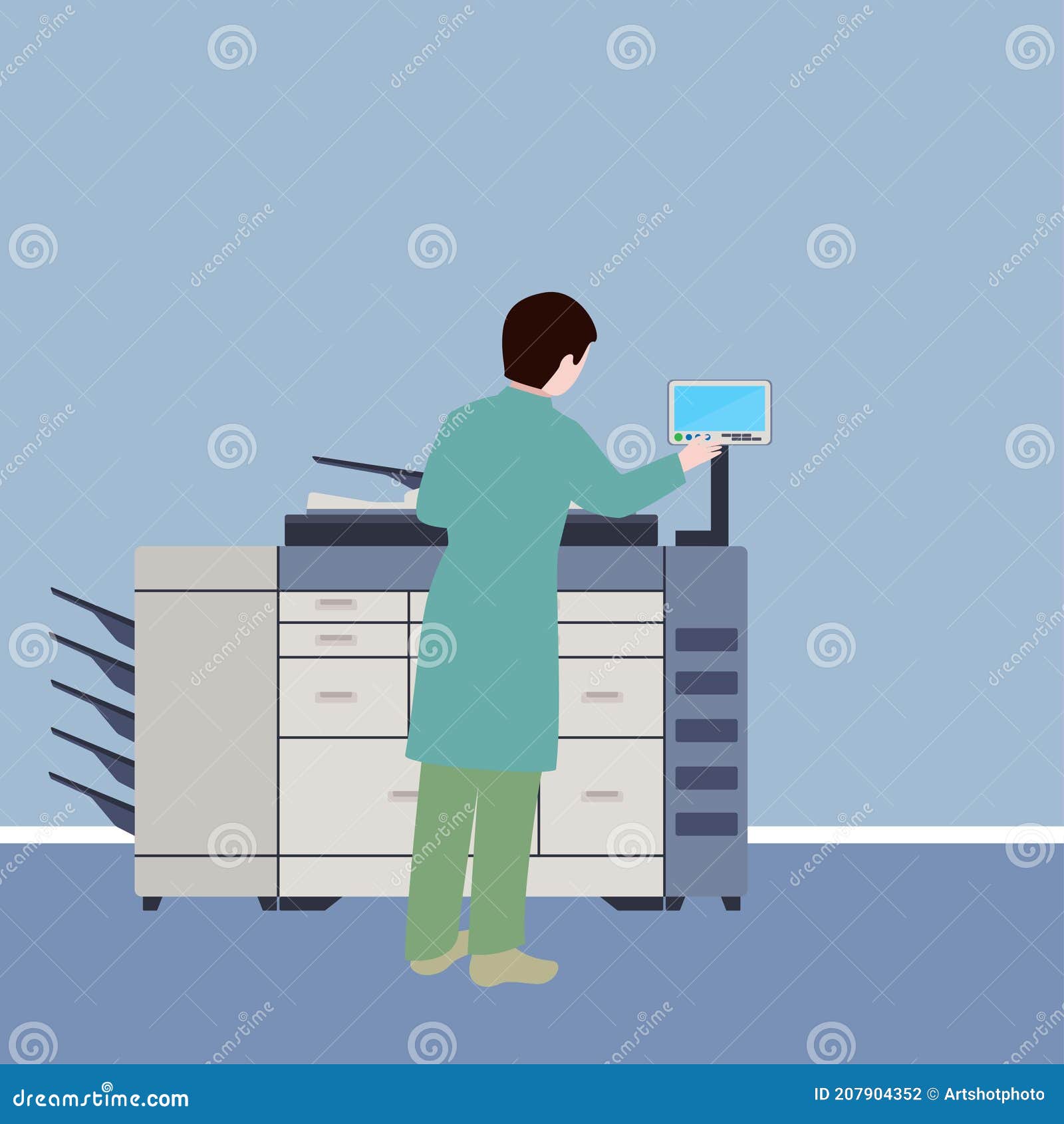 Man Using a Multifunction Machine Stock Vector - Illustration of paper ...