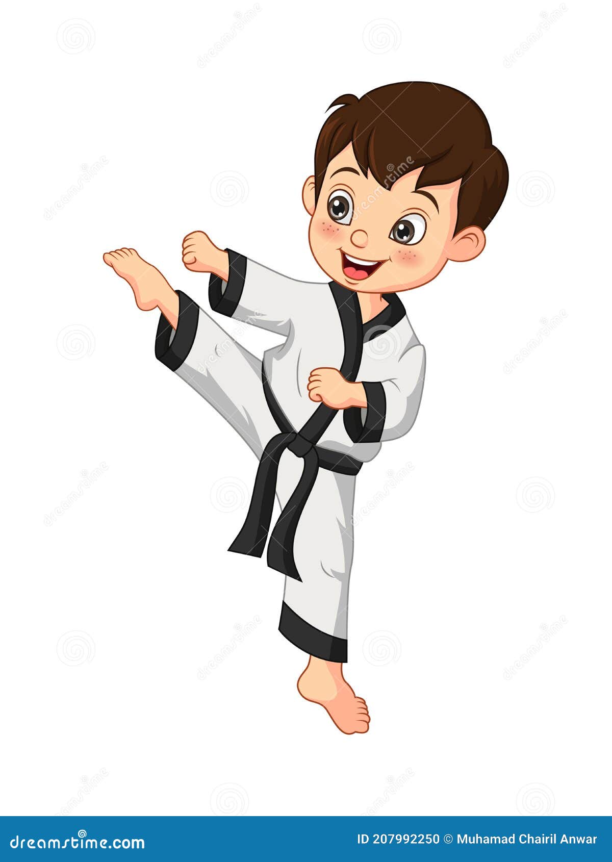 Cartoon Little Boy Practicing Karate Stock Vector - Illustration of ...