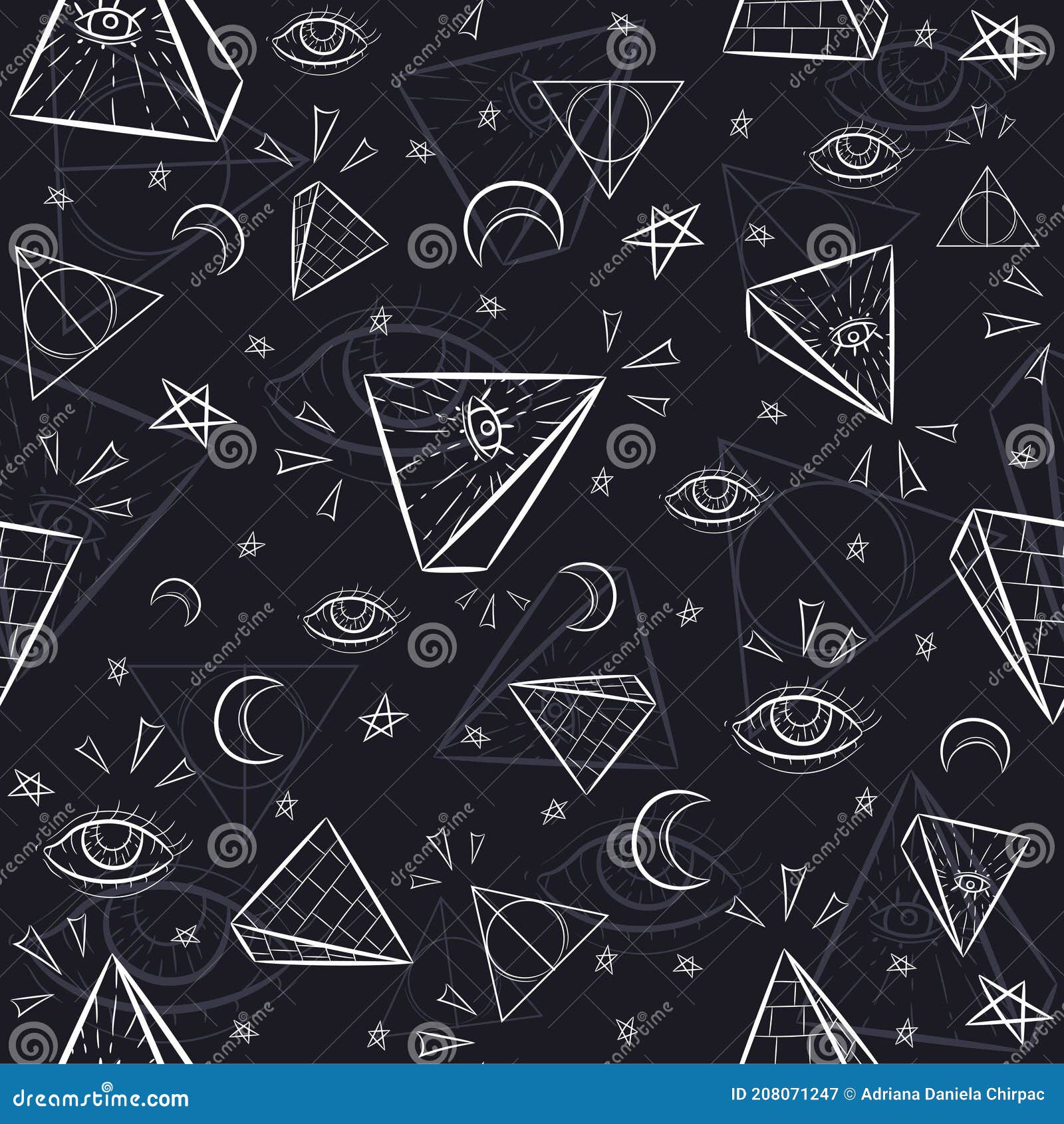 Seamless Pattern with Illuminati and Occult Symbols. Stock Vector ...