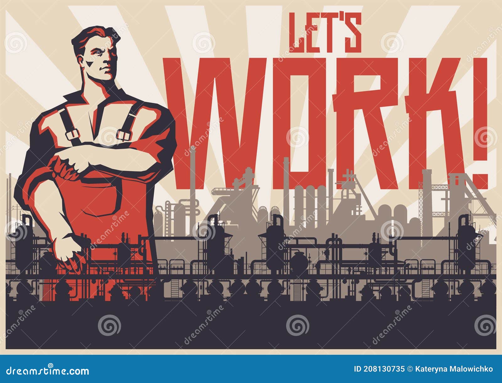 Let`s Work! Retro StyleMotivated Poster Stock Vector - Illustration of ...