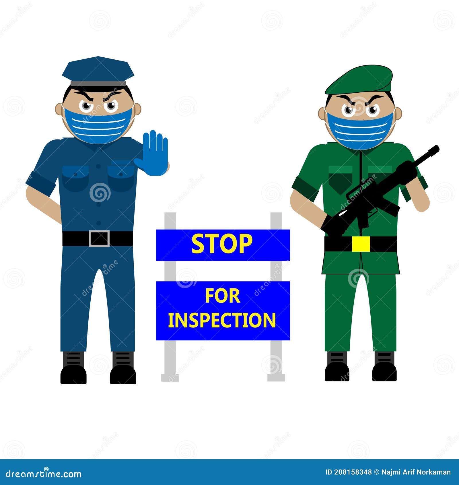 Stop for inspection stock vector. Illustration of contagion - 208158348