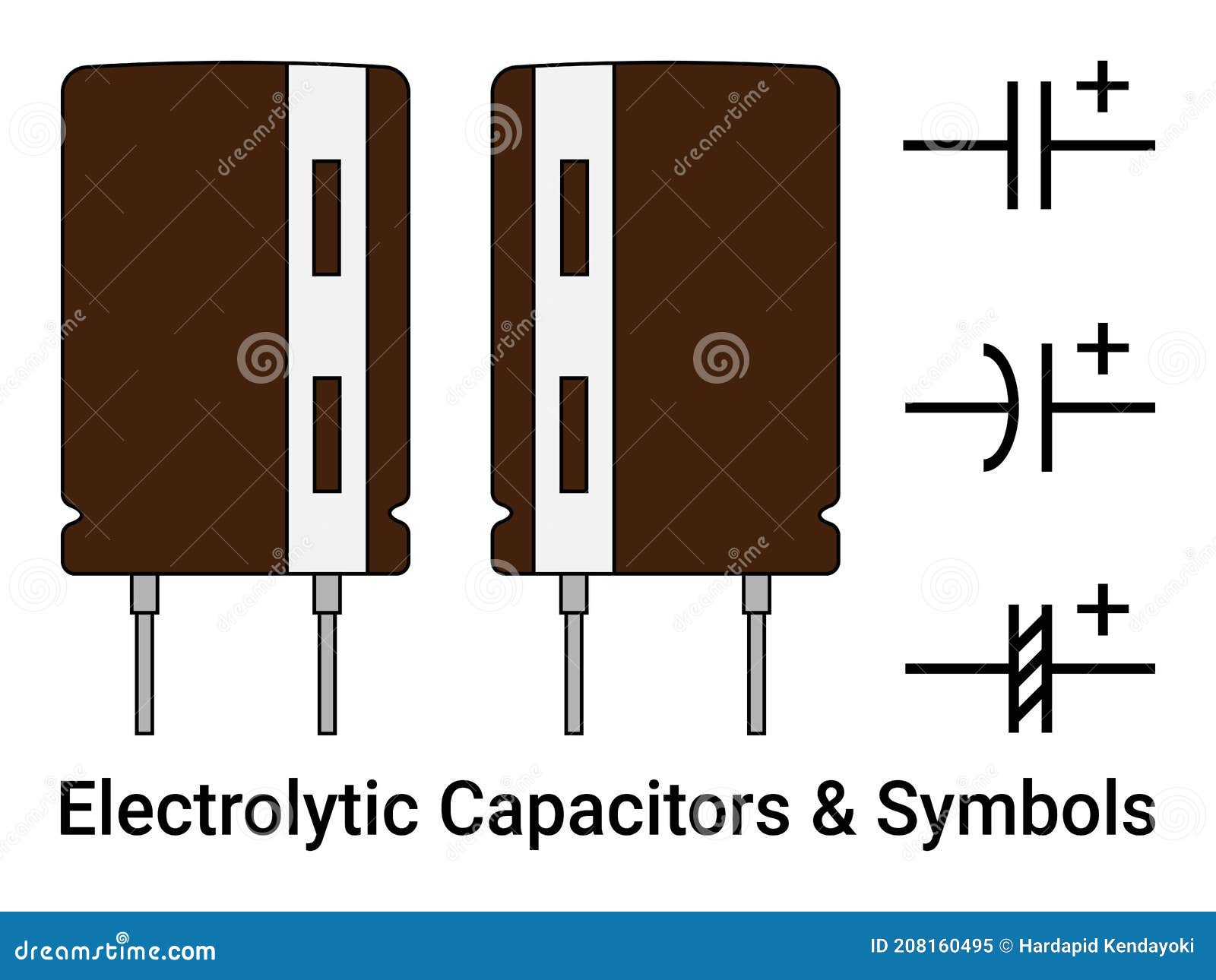 Electrolytic Capacitors and Symbols Stock Vector - Illustration of sign ...