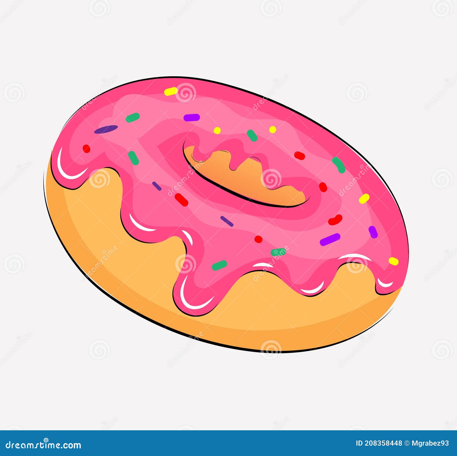 Donat Vector Illustration Food Pink Stock Vector - Illustration of ...