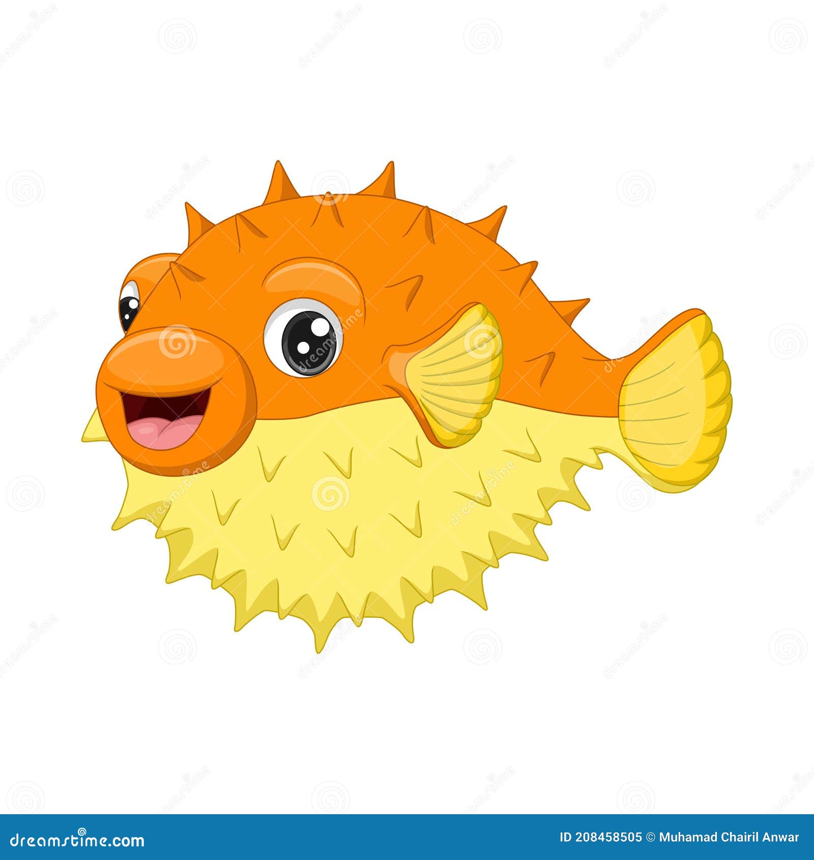 Funny Puffer Fish Cartoon Style. Coloring Book Royalty-Free ...