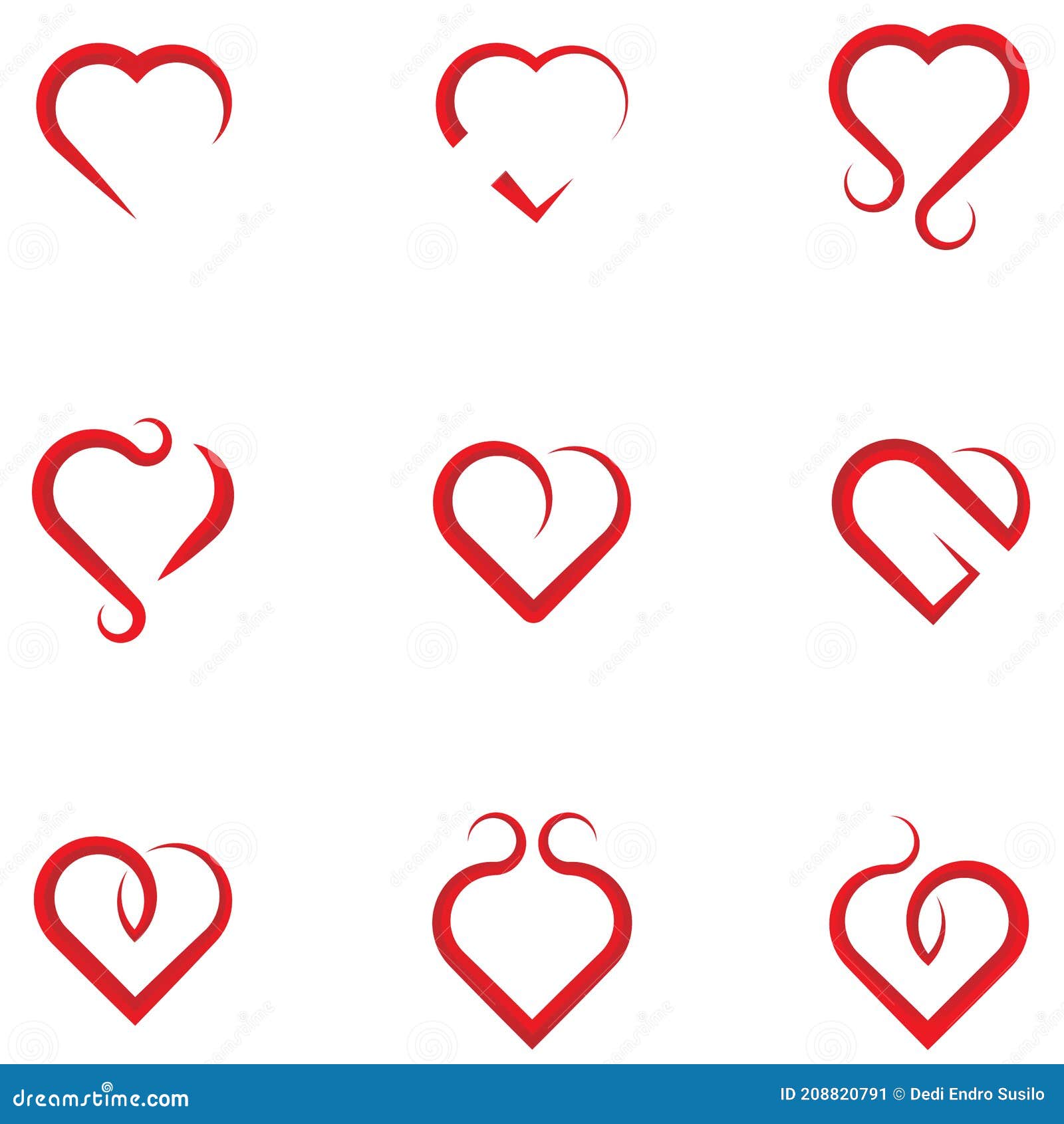 Logos Of Two Hearts That Oppose Each Other And Overlap With Lines And ...