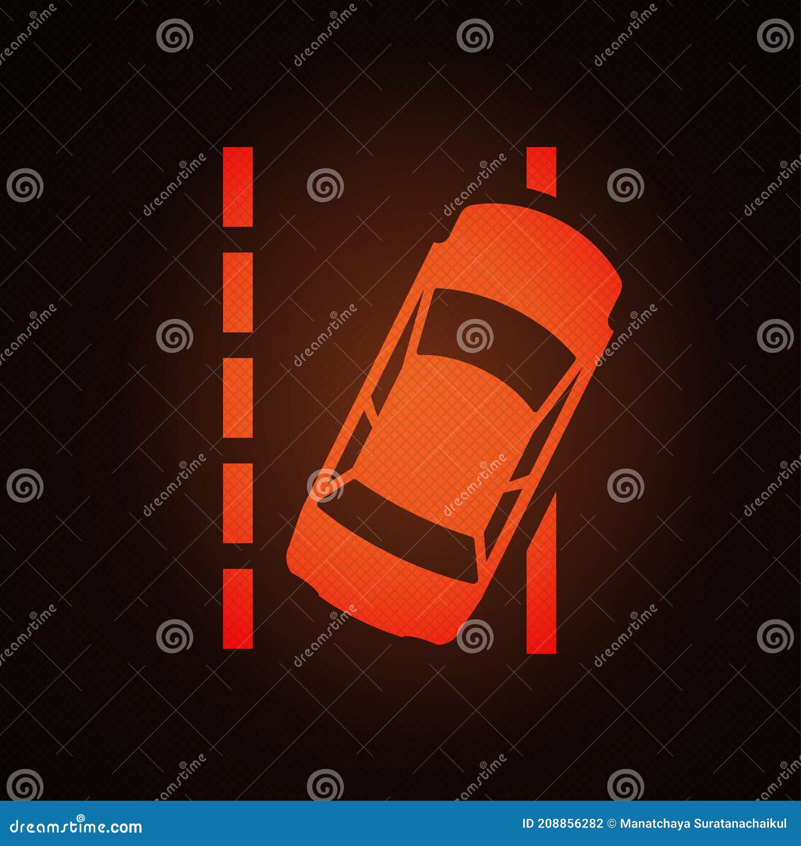 Lane Departure Warning Light Sign on Car Dashboard Stock Vector ...