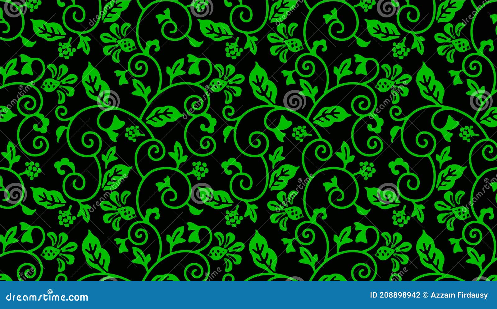 Green Stems Leaves and Flowers Pattern Stock Illustration ...