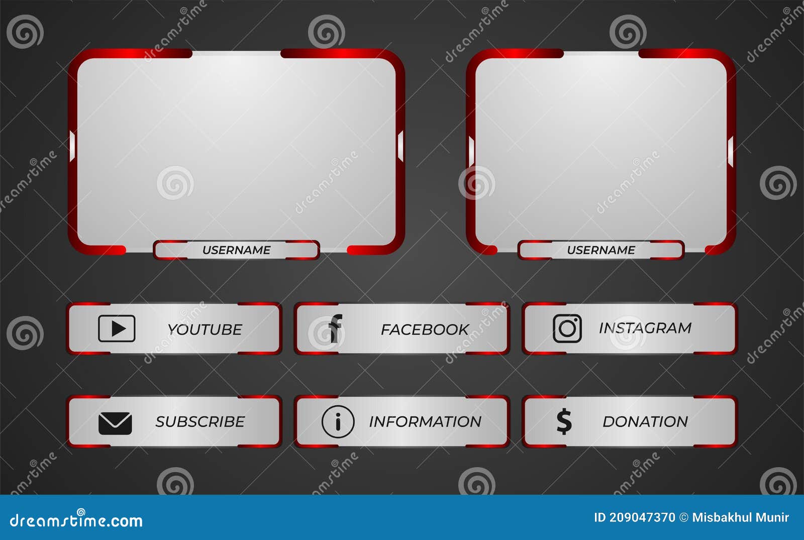 Stylish Red Gradient Color Streaming Game Twitch Stock Vector ...