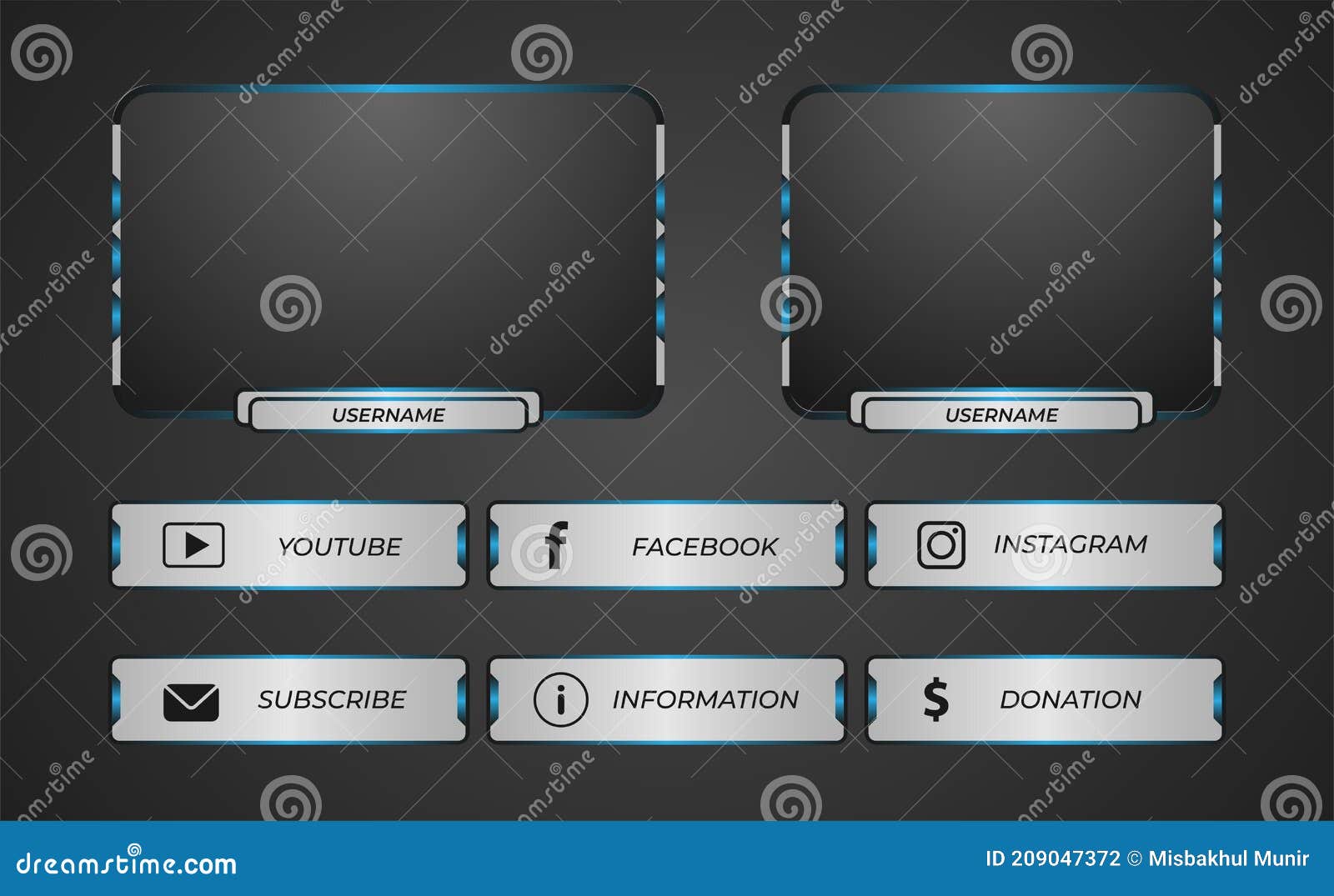 Cool Gradient Blue Overlay Game Twitch Stock Vector - Illustration of ...